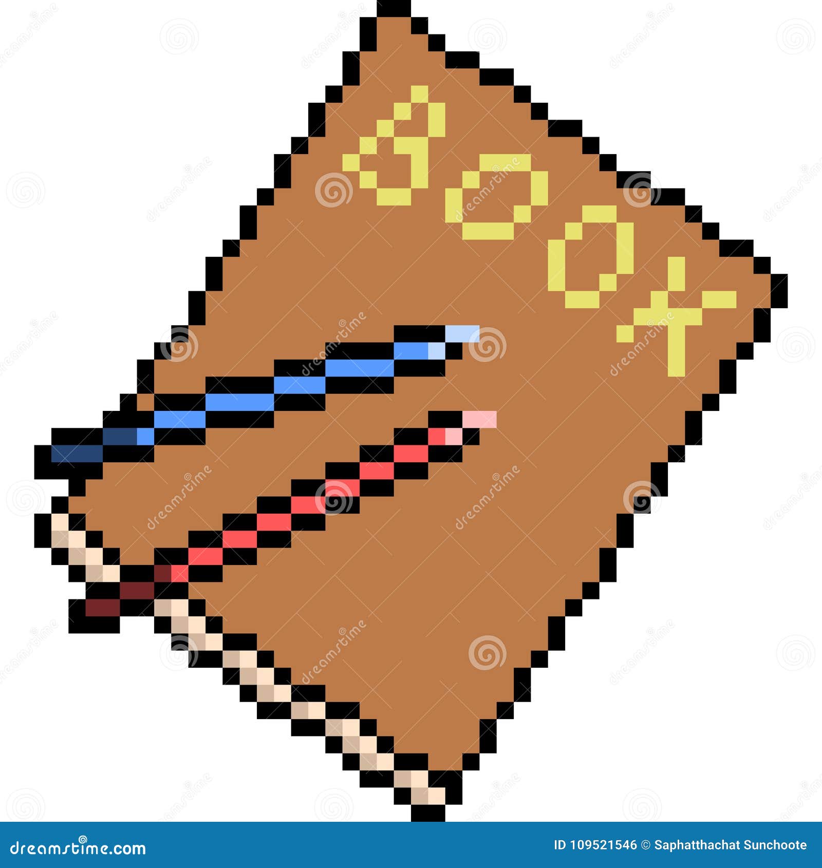 Vector Pixel Art Book Write Stock Vector - Illustration of icon, blue ...