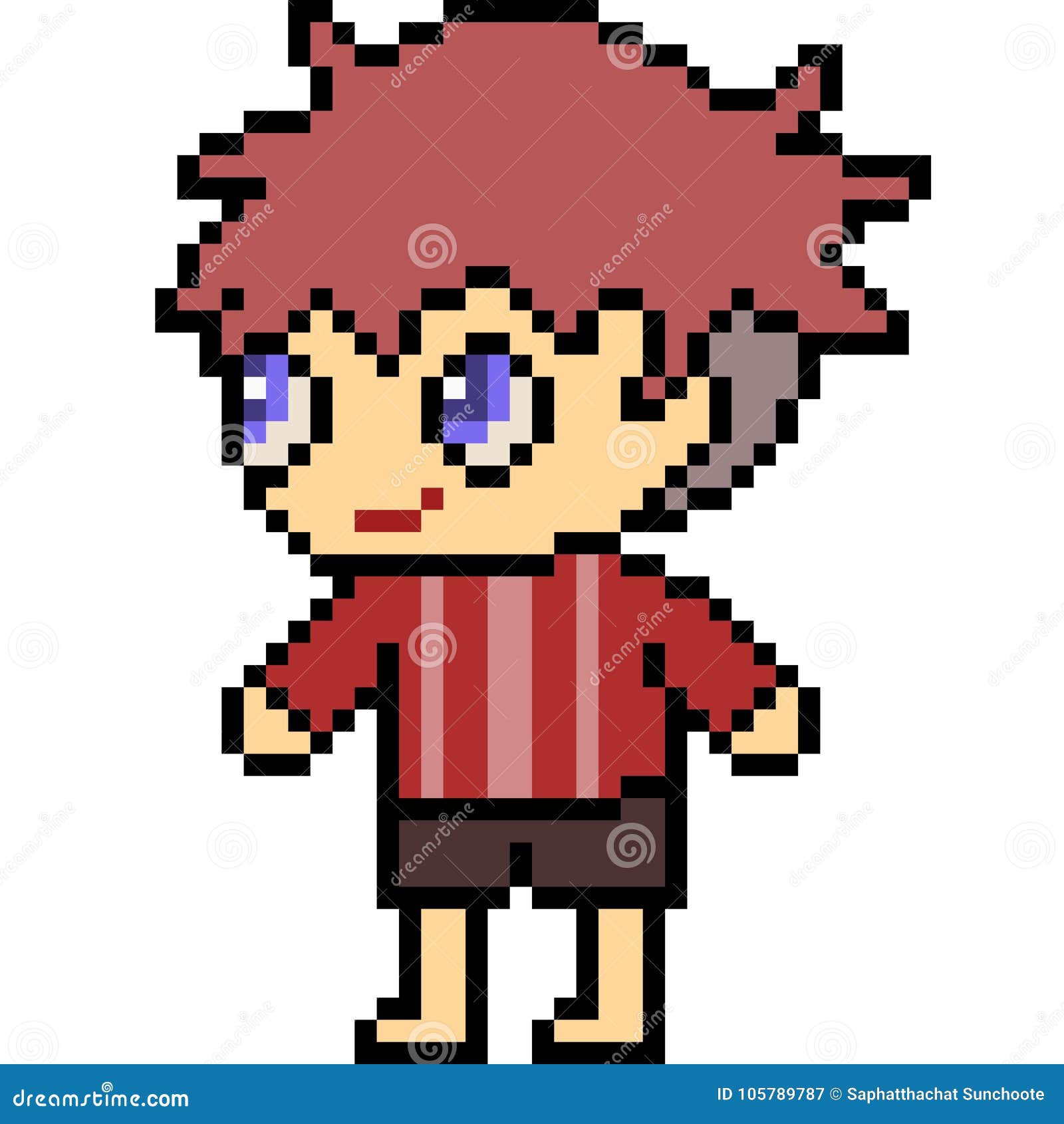 Vector pixel art boy stock vector. Illustration of smile - 105789787