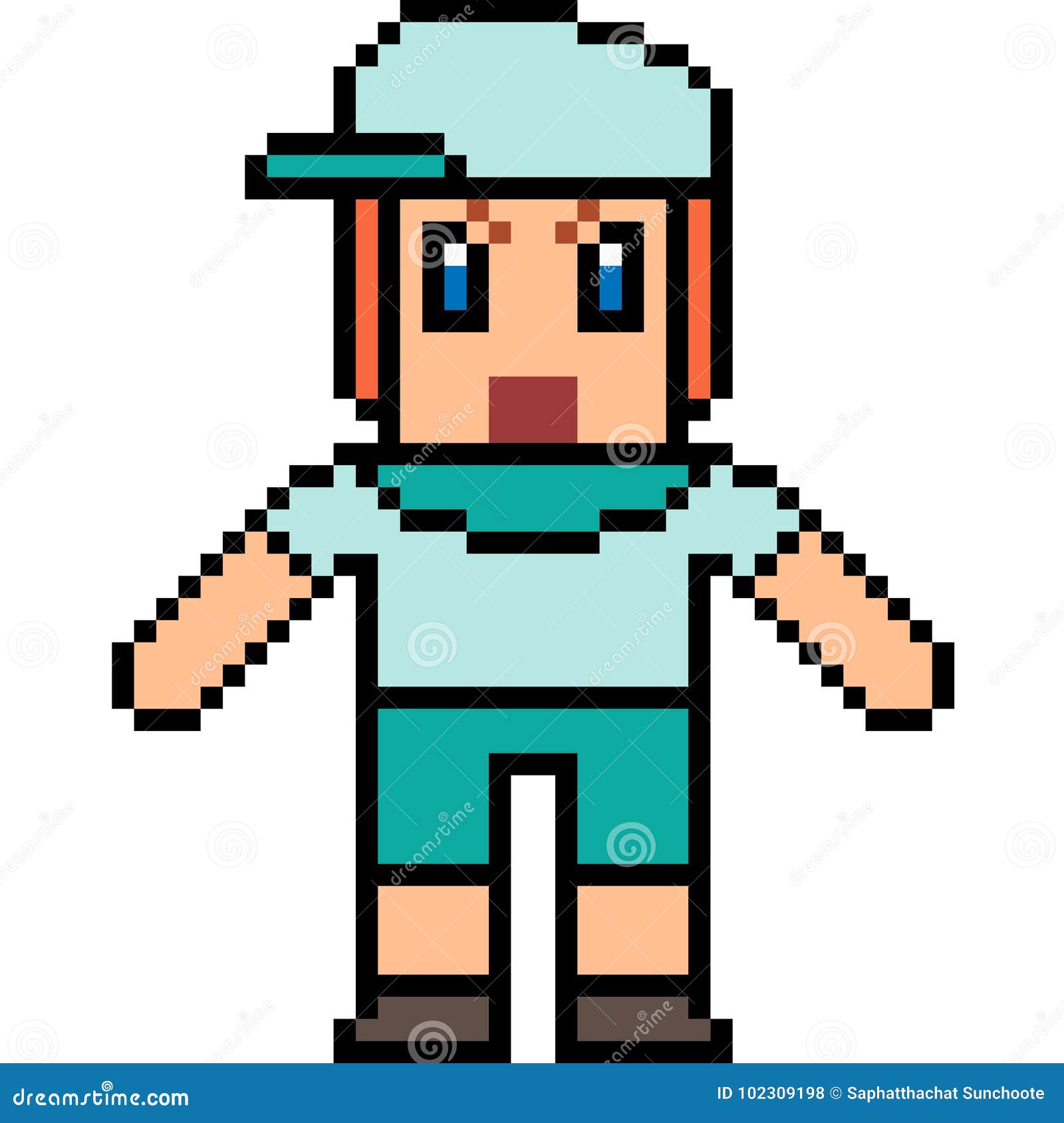 Vector pixel art boy stock vector. Illustration of green - 102309198