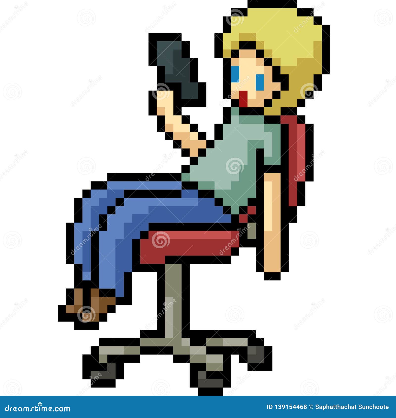 Vector pixel art boy relax stock vector. Illustration of isolated ...