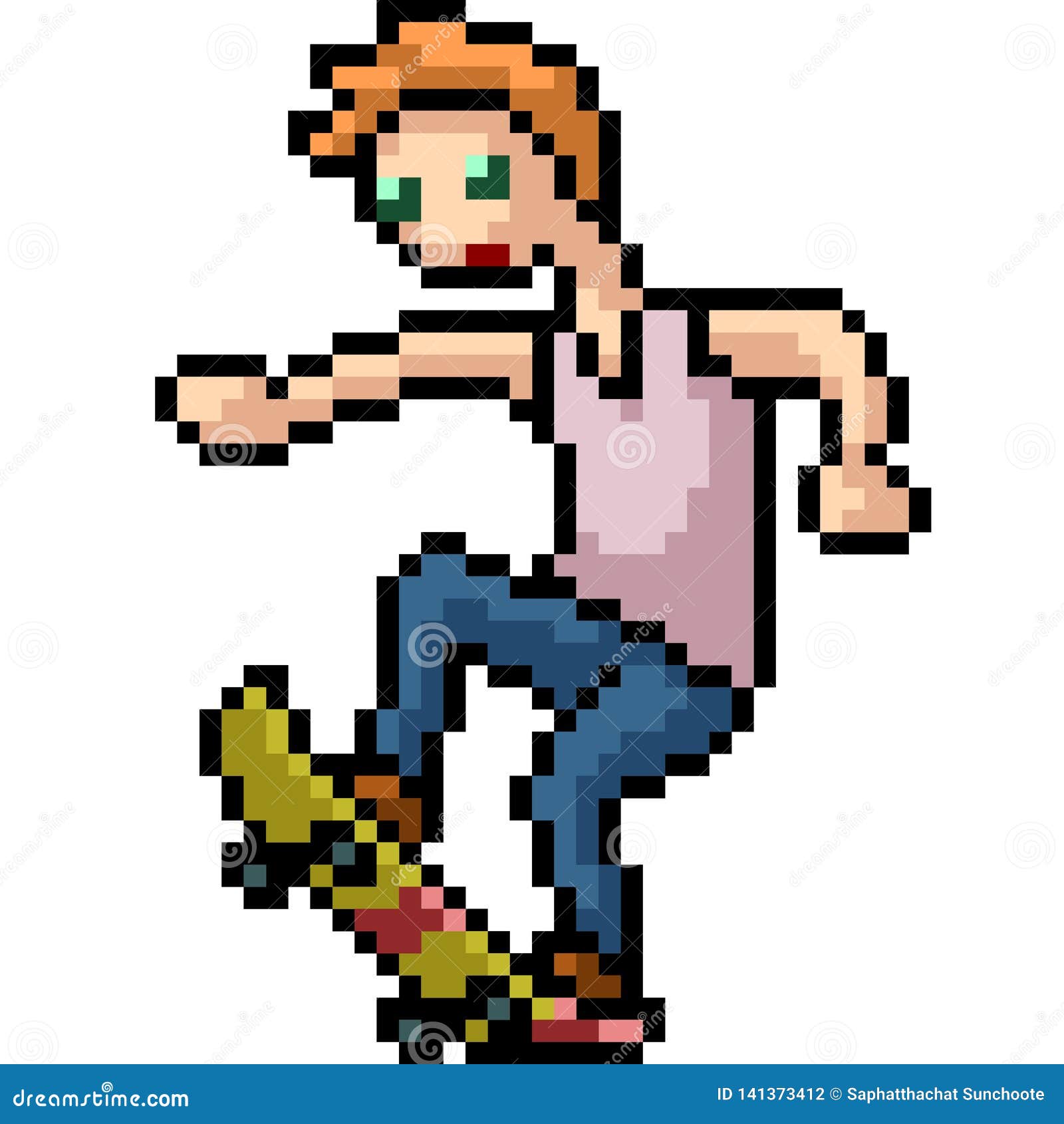 Skateboard Pixel Art. Board For Riding 8 Bit. Old Game Graphics Vector ...