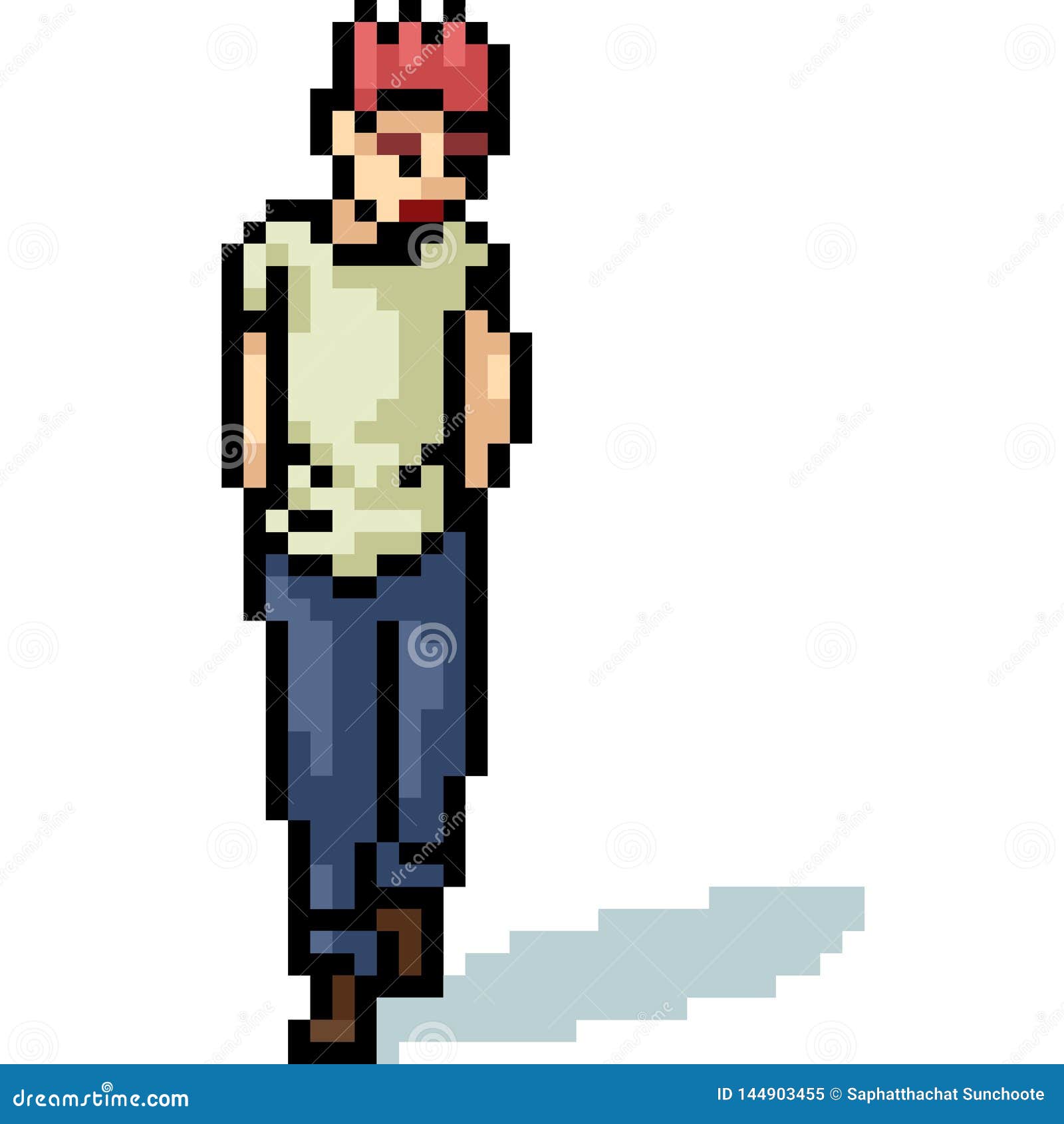 Vector pixel art boy walk stock vector. Illustration of pixel - 144903455