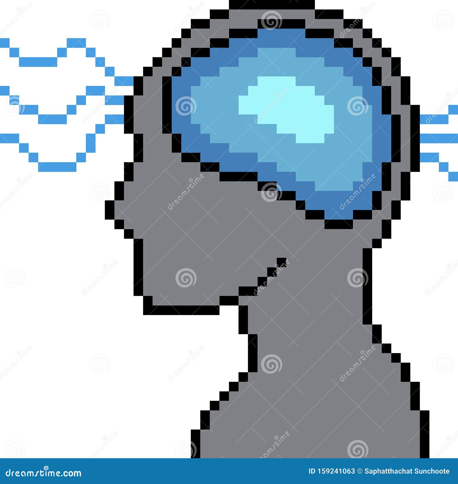 Vector Pixel Art Brain Wave Stock Vector - Illustration of cute ...