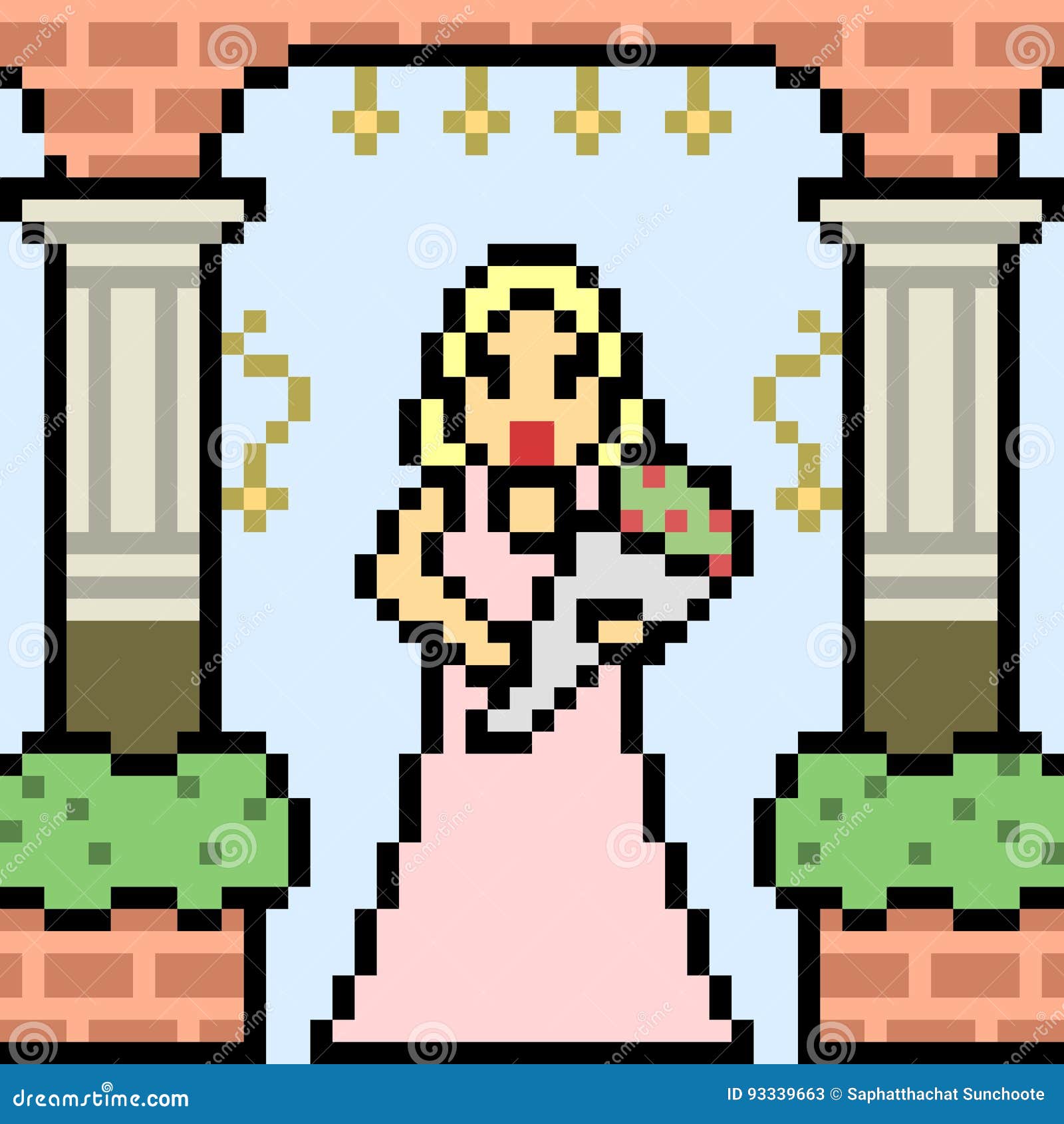 Vector pixel art bride stock vector. Illustration of garden - 93339663