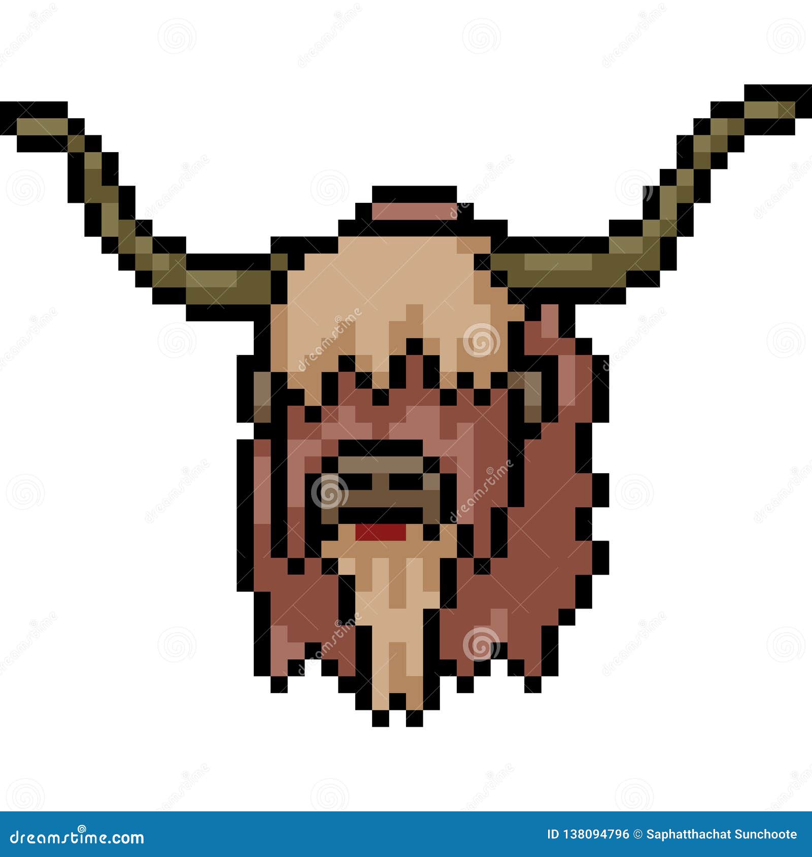 Vector Pixel Art Buffalo Head Stock Vector - Illustration of head, face ...