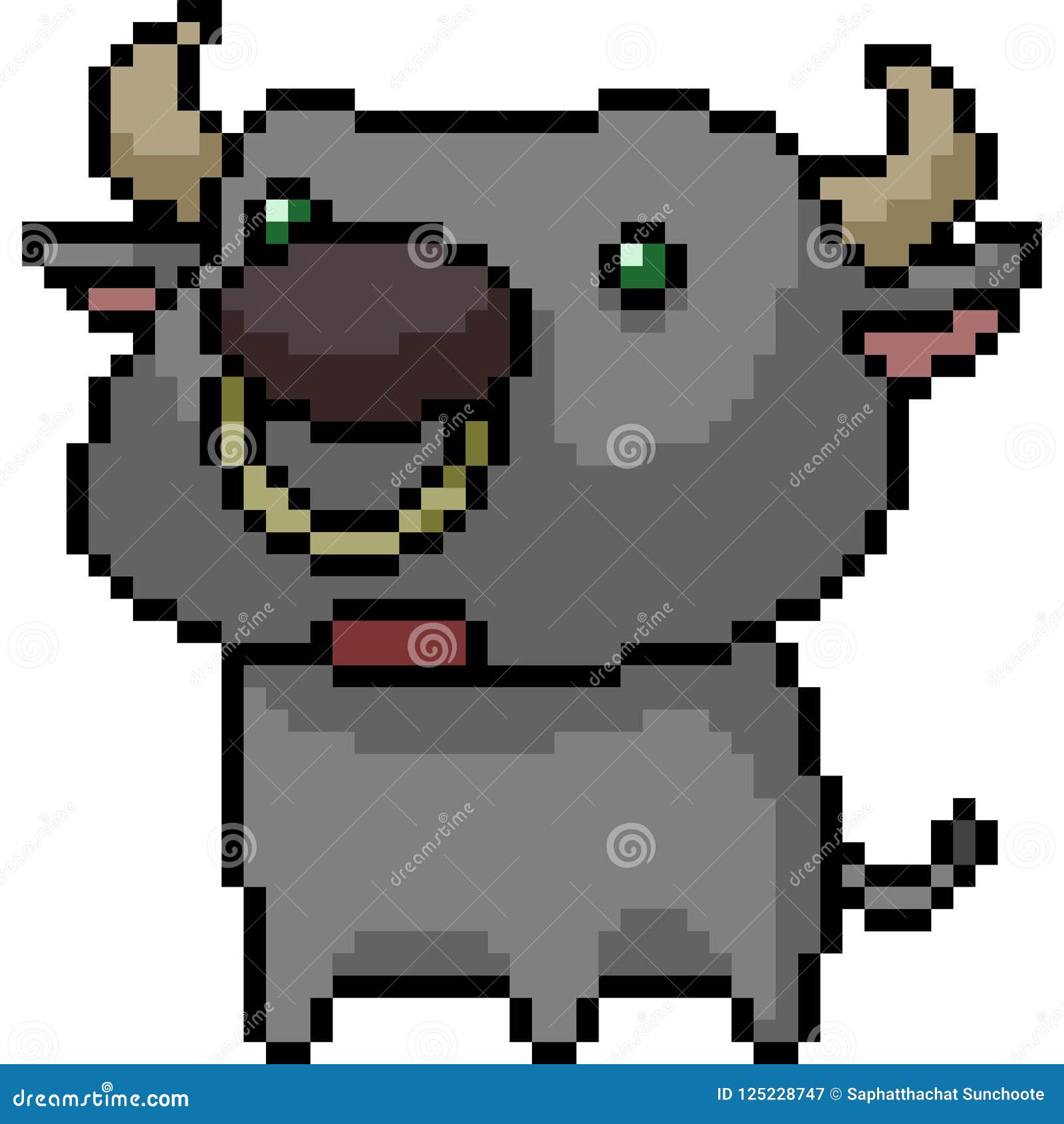 Vector pixel art buffalo stock vector. Illustration of thai - 125228747
