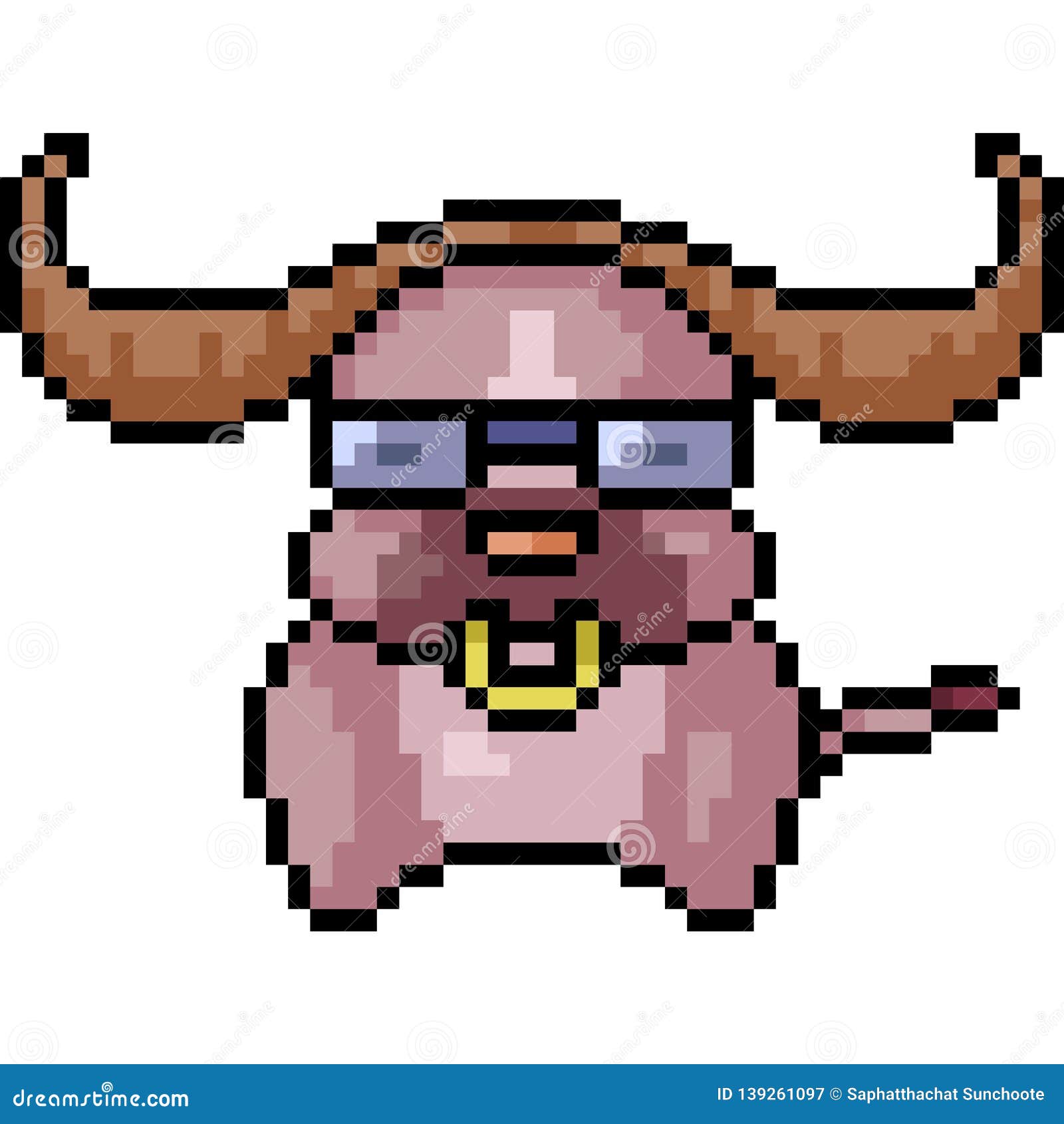 Vector pixel art buffalo stock vector. Illustration of isolated - 139261097