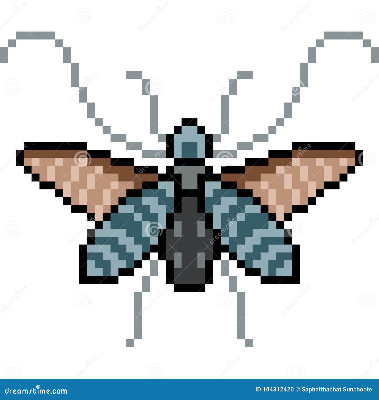 Vector pixel art bug stock vector. Illustration of insect - 104312420