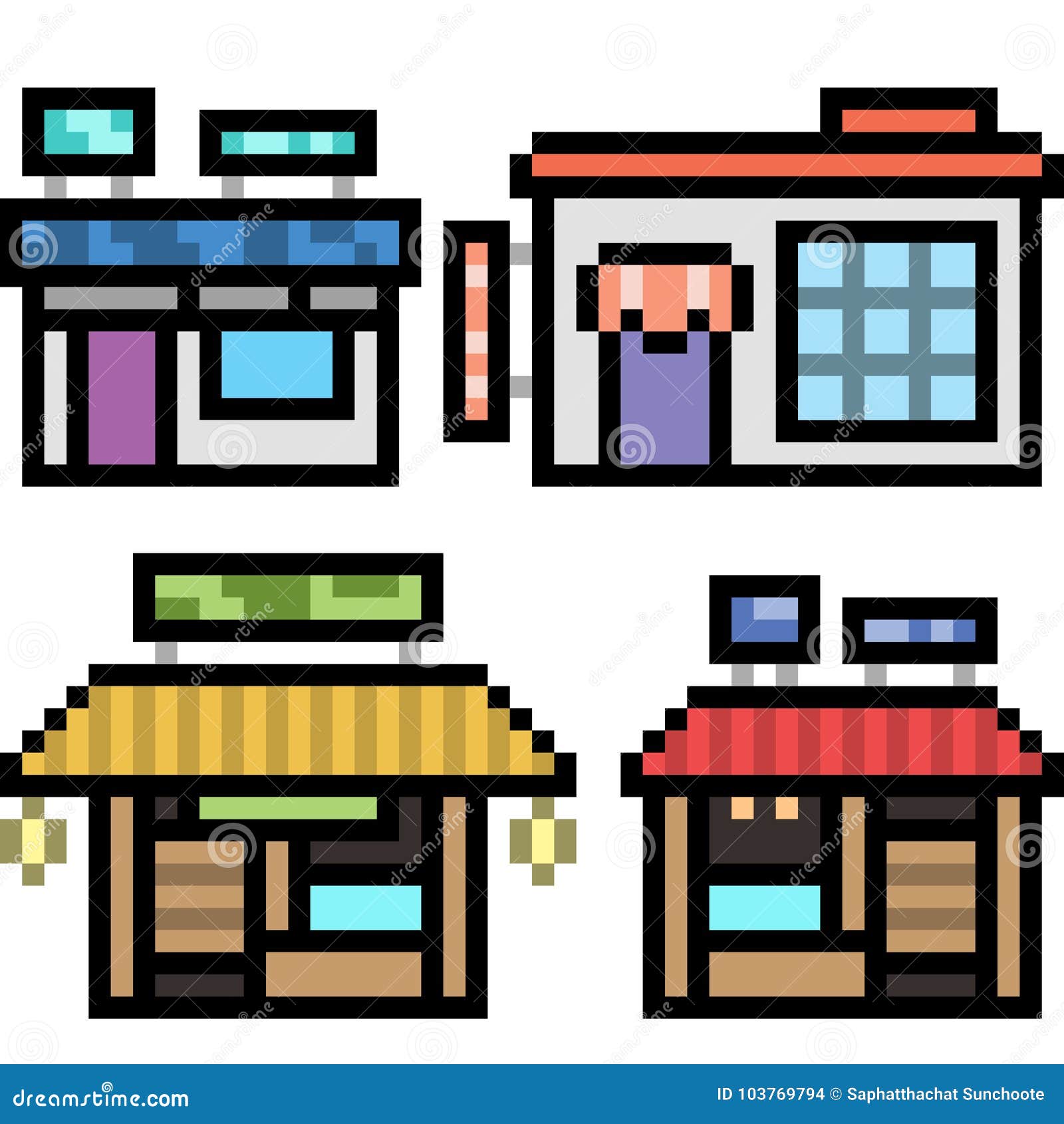 Vector pixel art building stock vector. Illustration of decoration ...