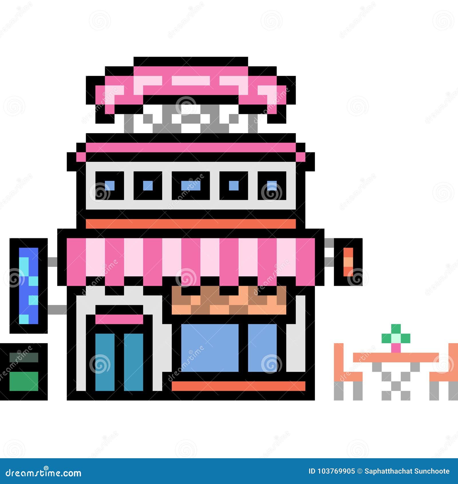 Vector pixel art building stock vector. Illustration of pixel - 103769905