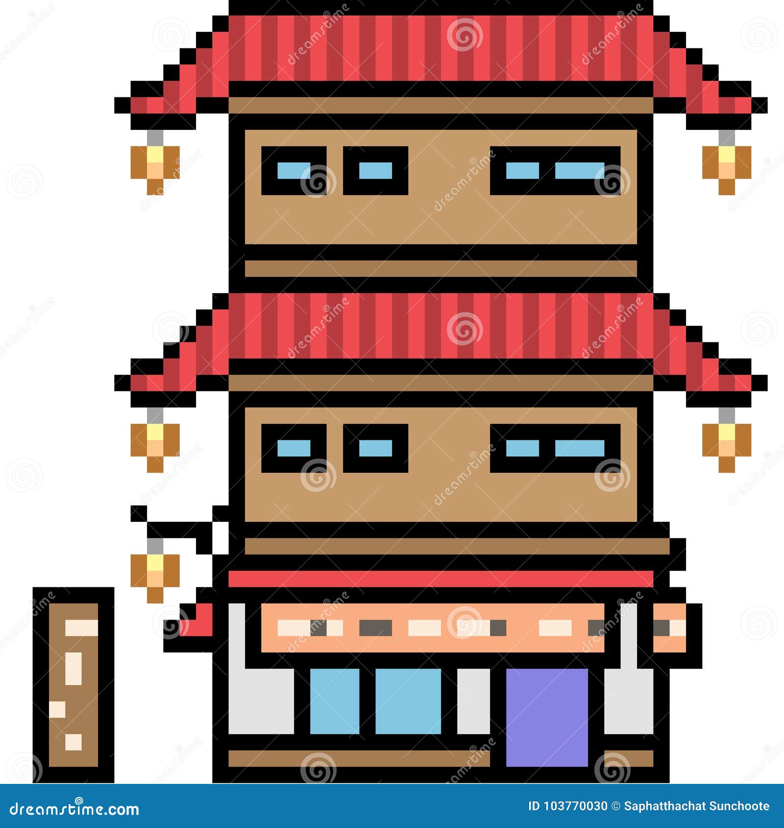 Vector pixel art building stock vector. Illustration of vector - 103770030