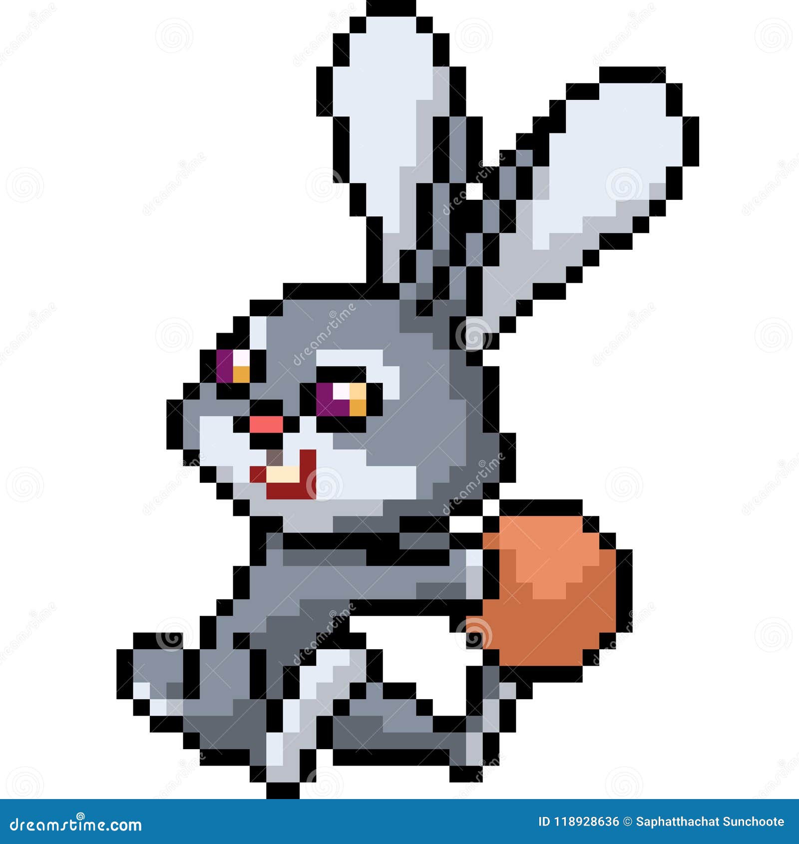 Bunny In Pixel Art Vector Illustration | CartoonDealer.com #135628258