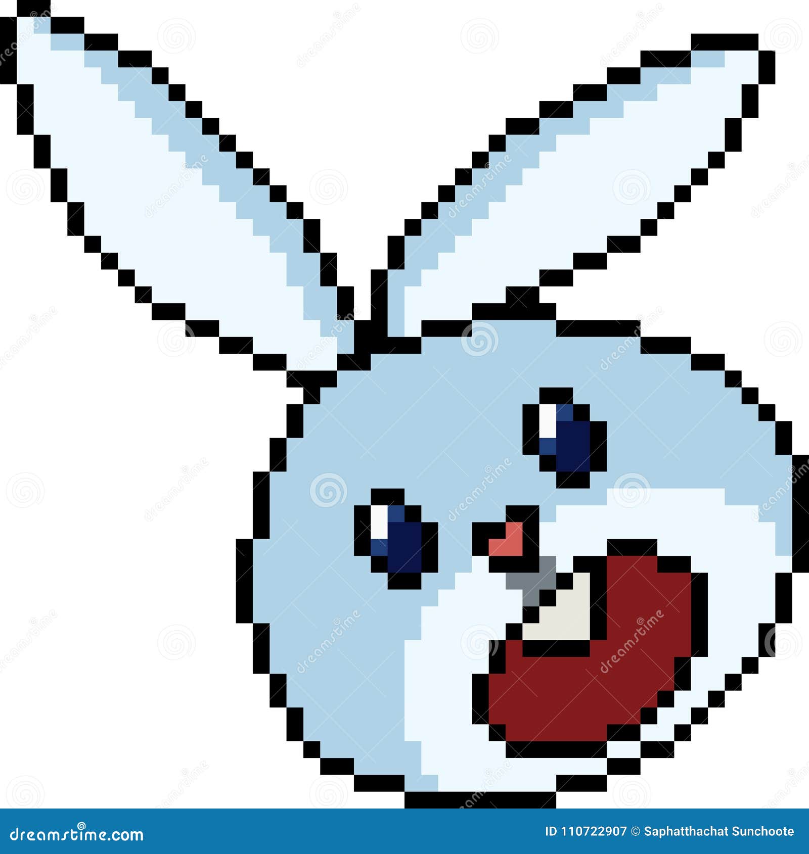 Vector Pixel Art Bunny Face Stock Vector - Illustration of icon, smile ...