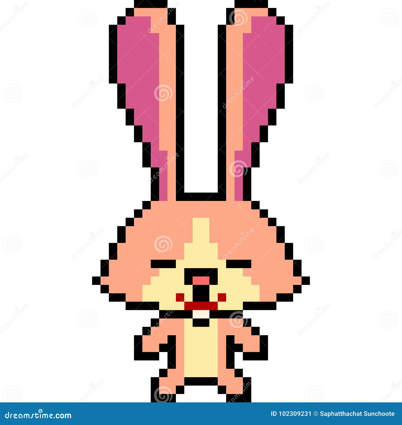 Vector pixel art bunny stock vector. Illustration of front - 102309231