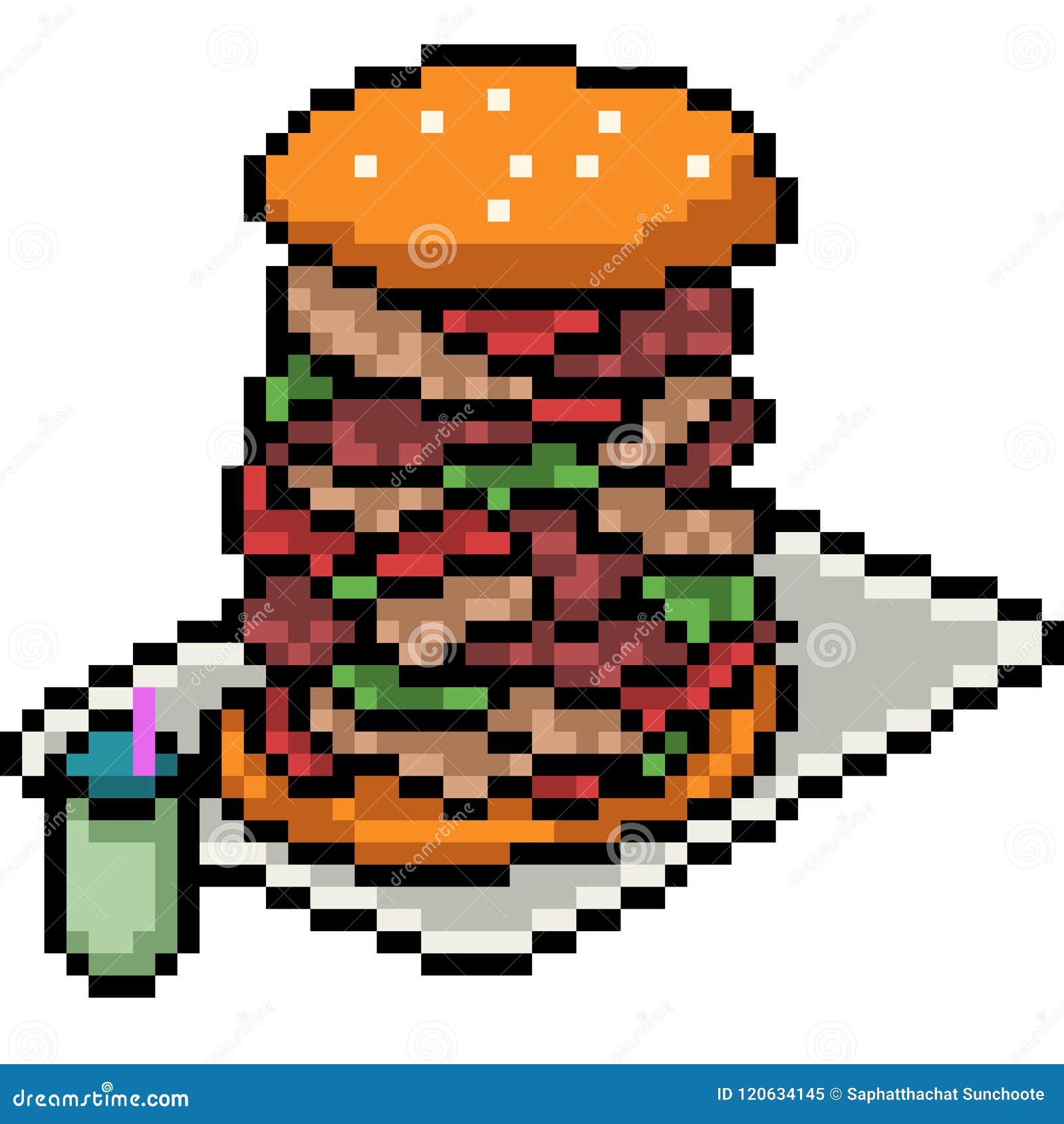 Vector Pixel Art Burger | CartoonDealer.com #120634145