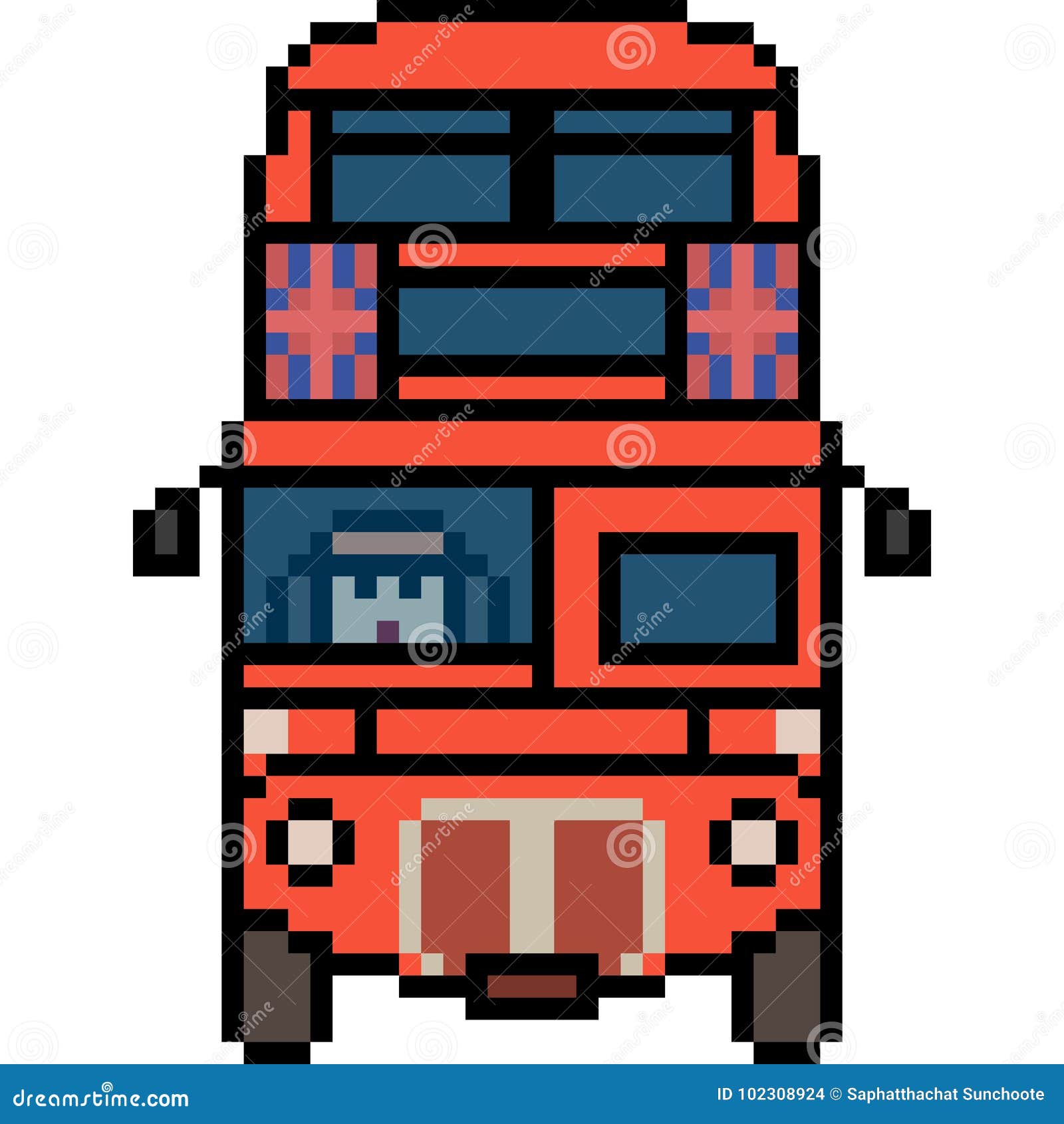 Vector pixel art bus front stock vector. Illustration of tour - 102308924