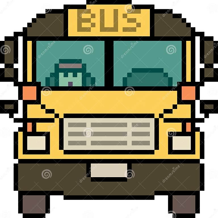 Vector pixel art bus front stock vector. Illustration of yellow - 102308982