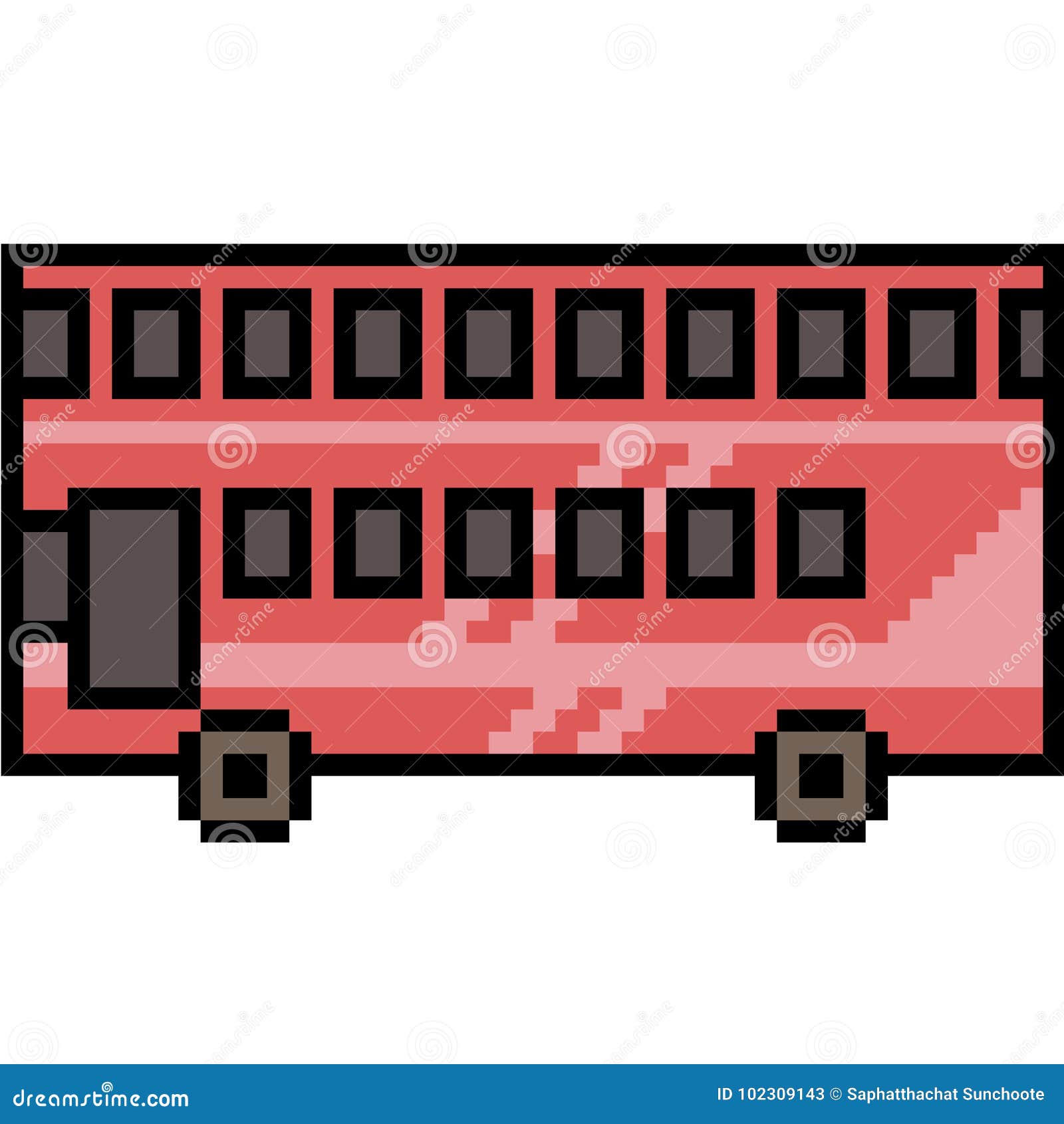 Vector pixel art bus stock vector. Illustration of vector - 102309143
