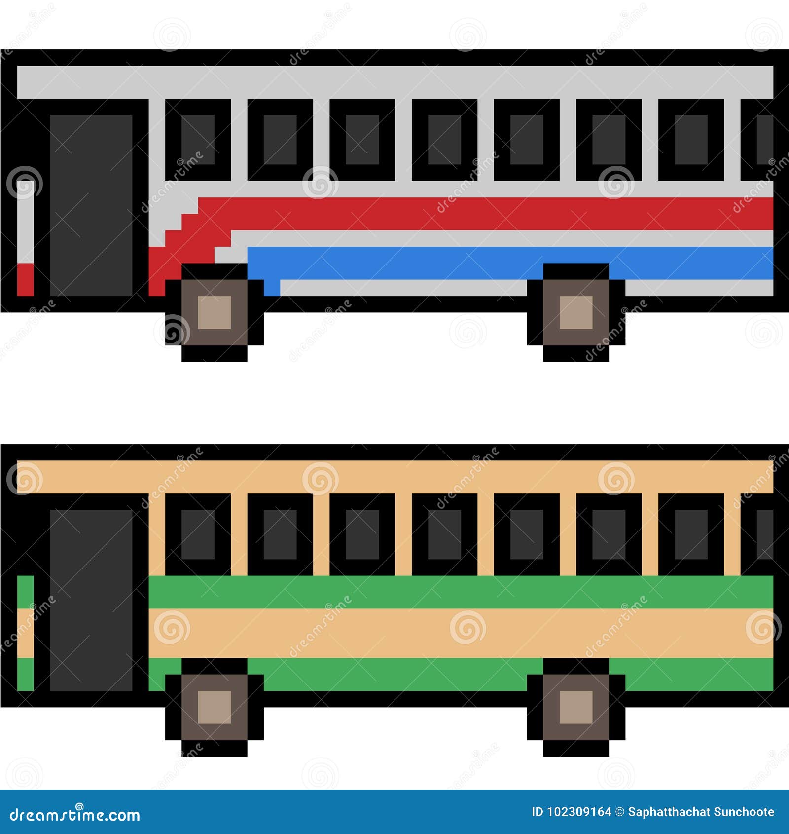 Vector pixel art bus stock vector. Illustration of side - 102309164