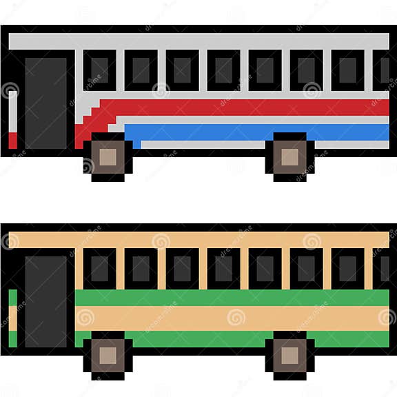 Vector pixel art bus stock vector. Illustration of side - 102309164
