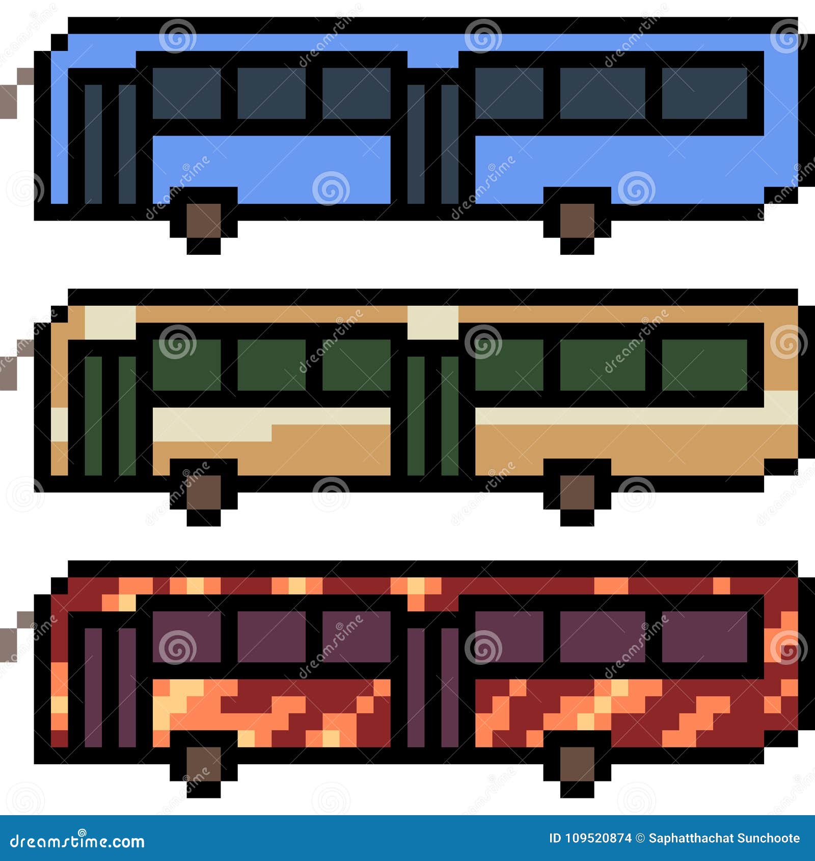 Vector pixel art bus stock vector. Illustration of public - 109520874