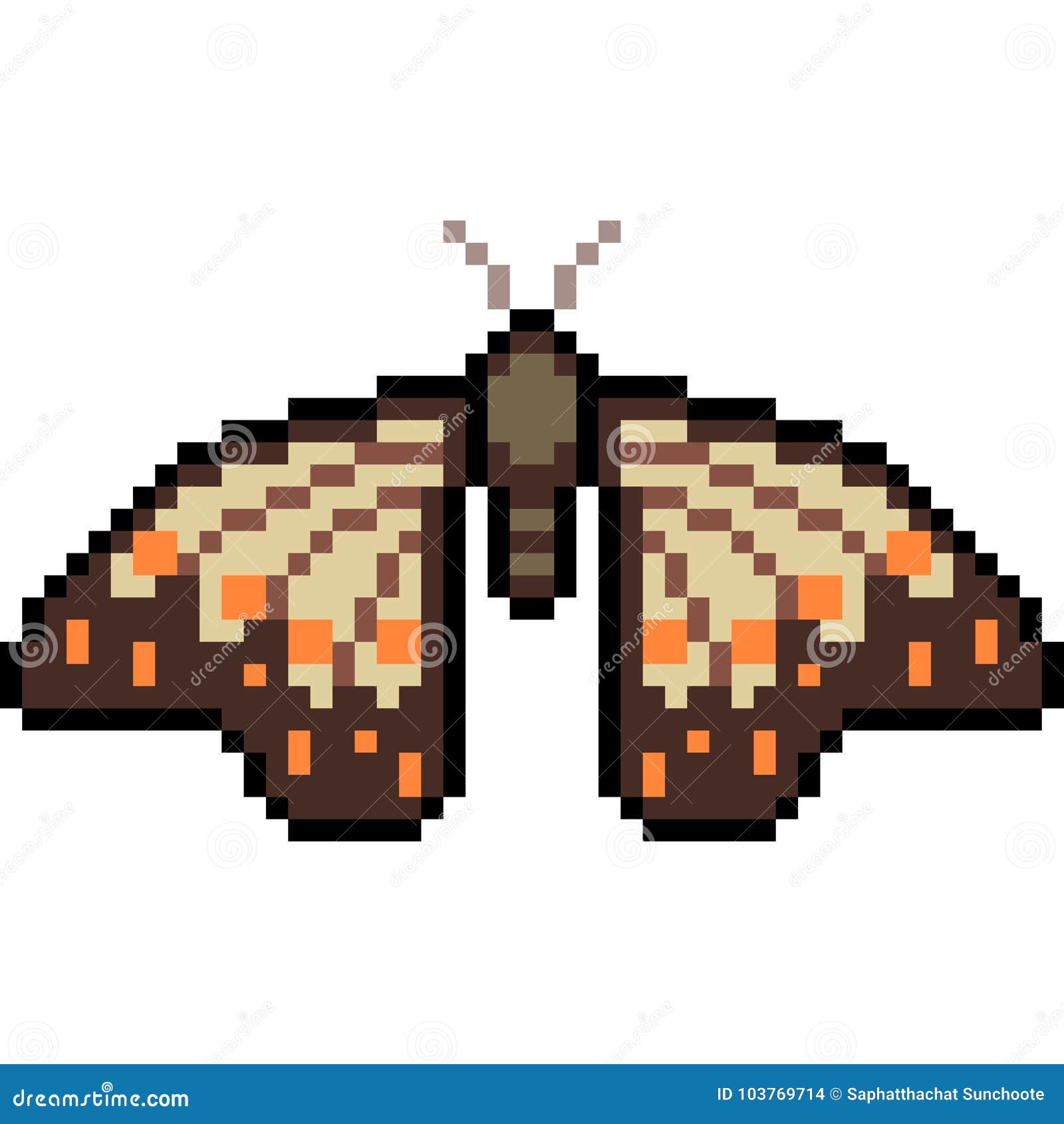 Vector Pixel Art Butterfly Moth Stock Vector - Illustration of ...