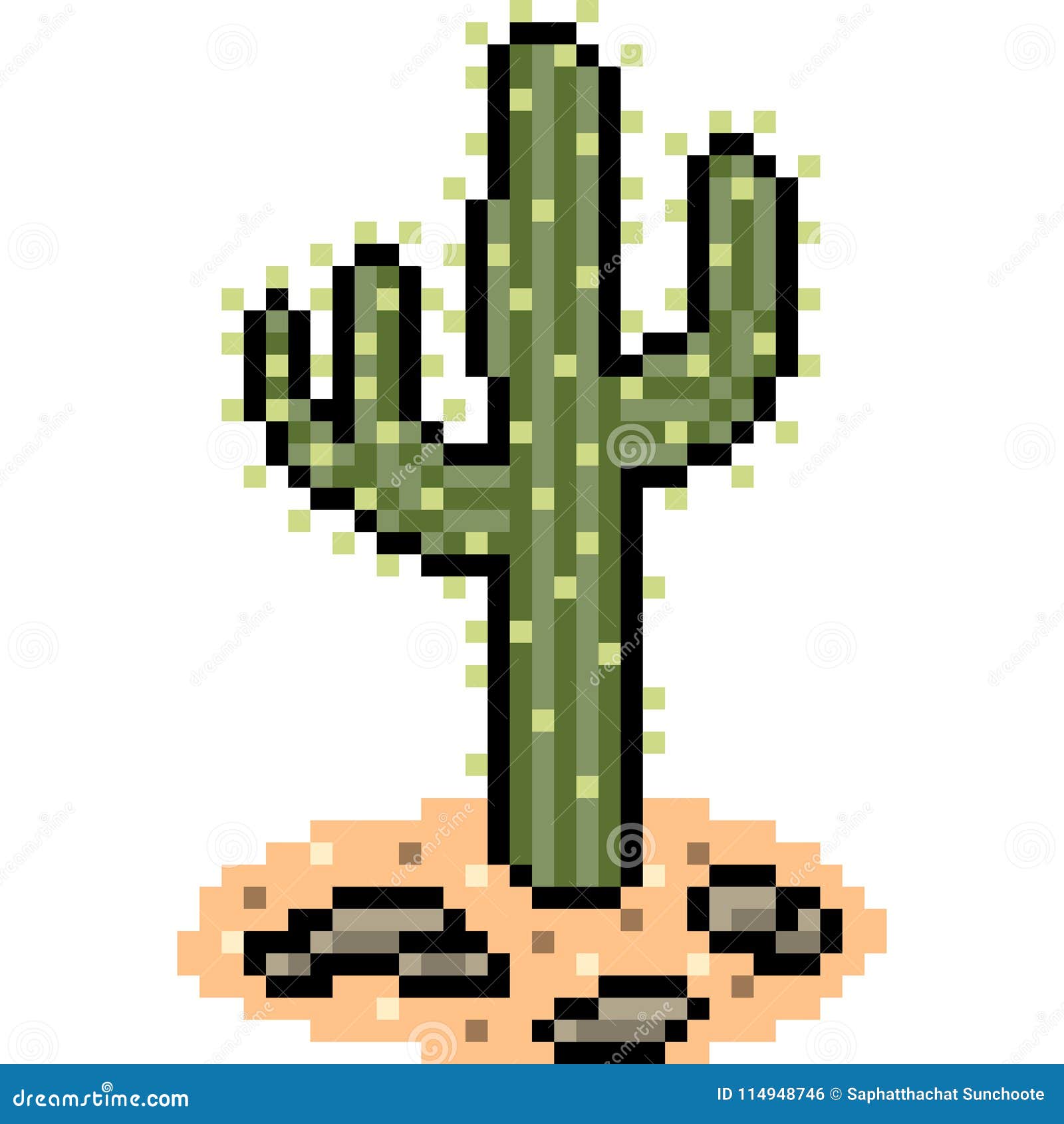 Vector Pixel Art Cactus Desert Stock Vector - Illustration of thorn ...