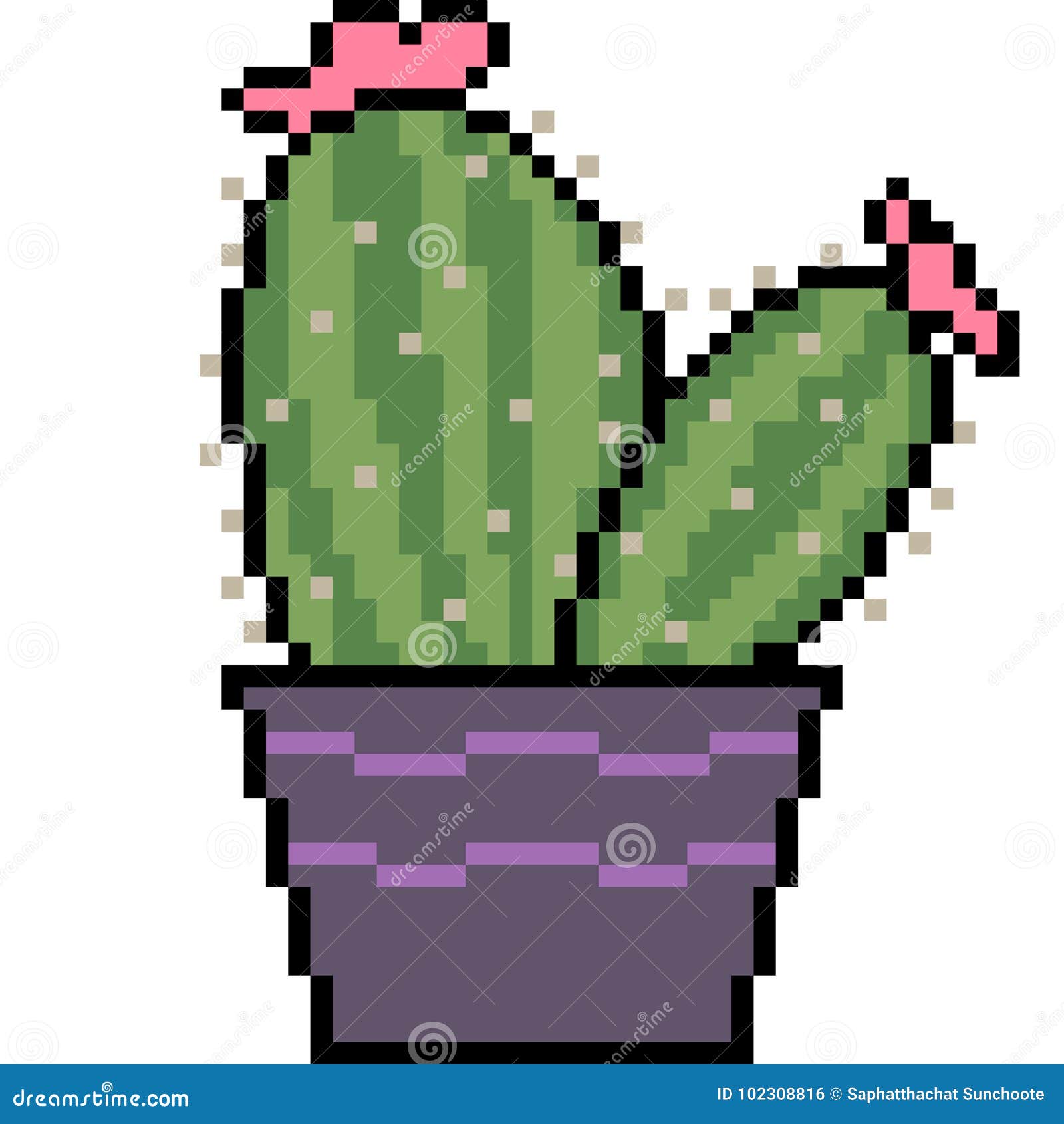 Vector pixel art cactus stock vector. Illustration of flower - 102308816