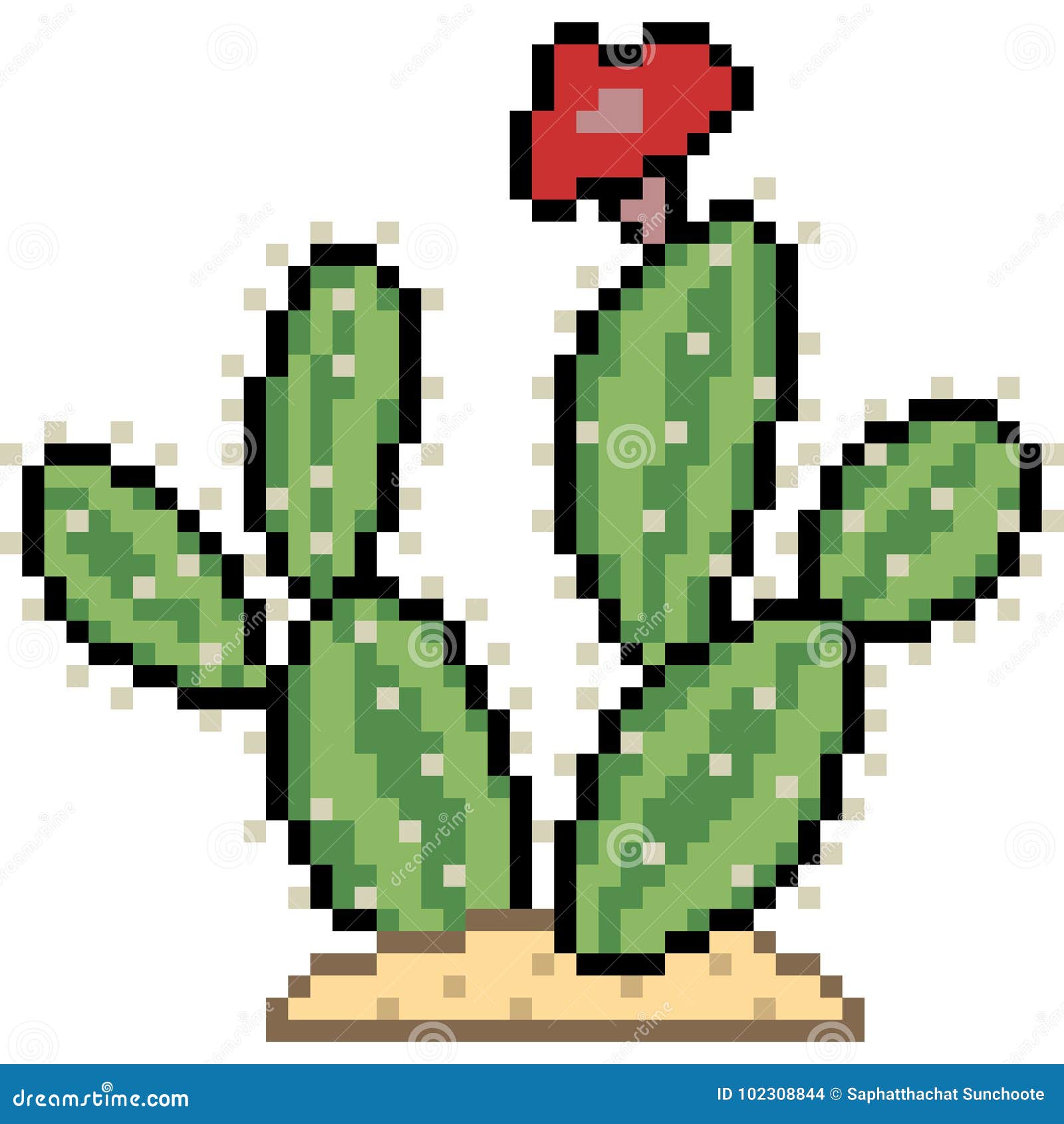 Vector pixel art cactus stock vector. Illustration of pixel - 102308844