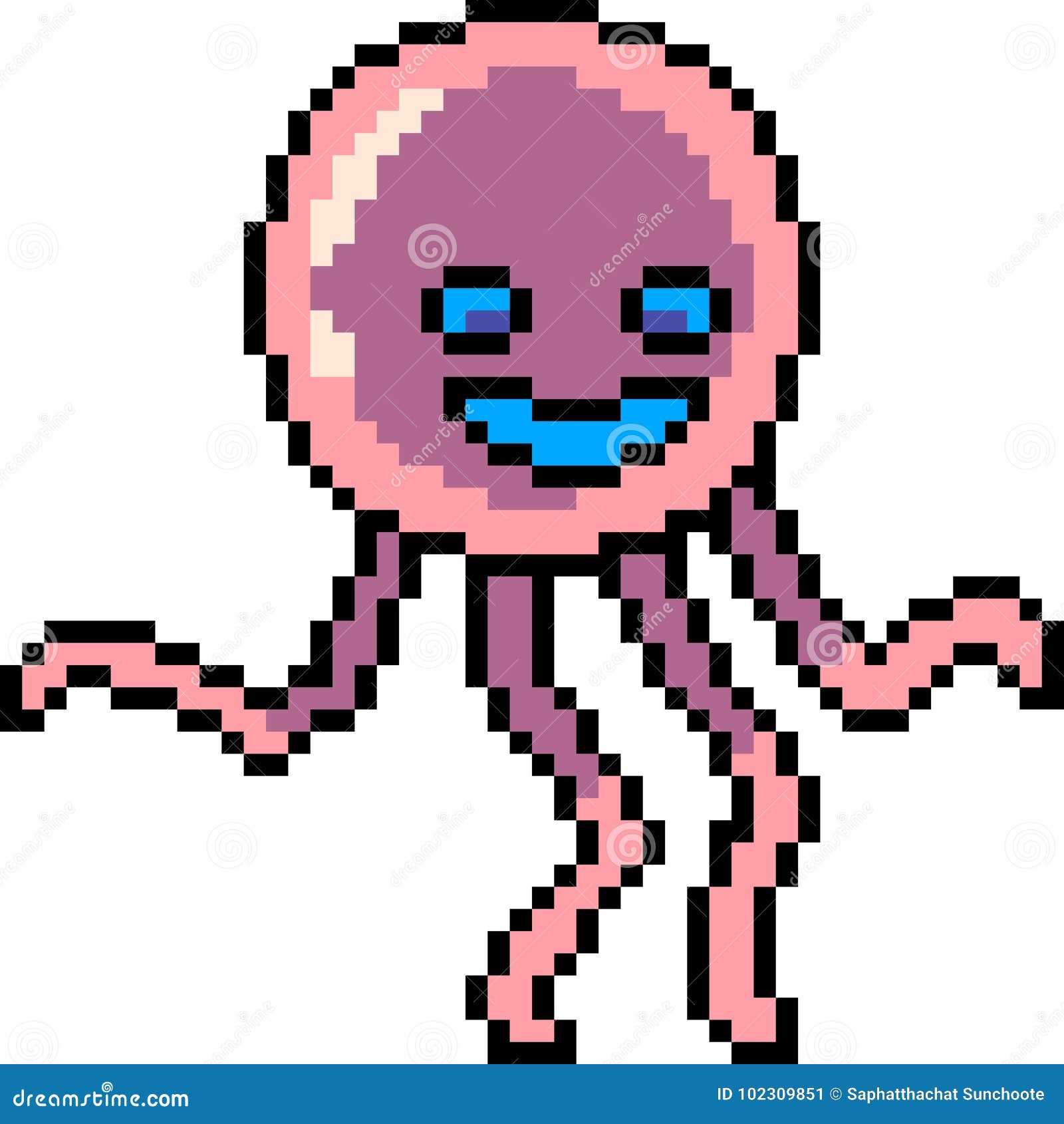 Vector pixel art alien stock vector. Illustration of head - 102309851