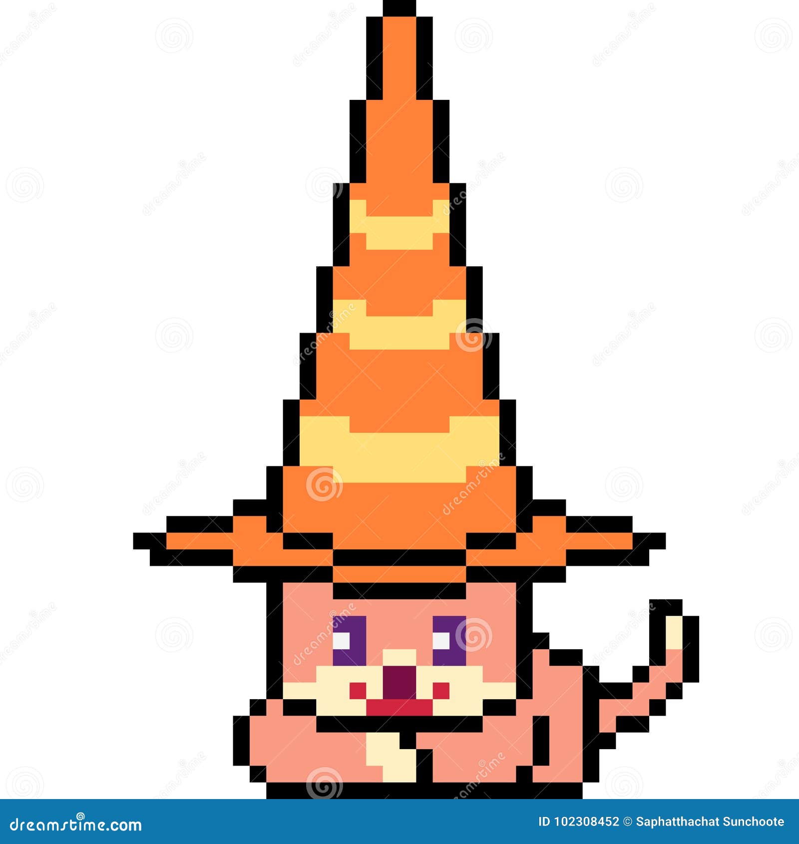 Vector pixel art cat cone stock vector. Illustration of white - 102308452