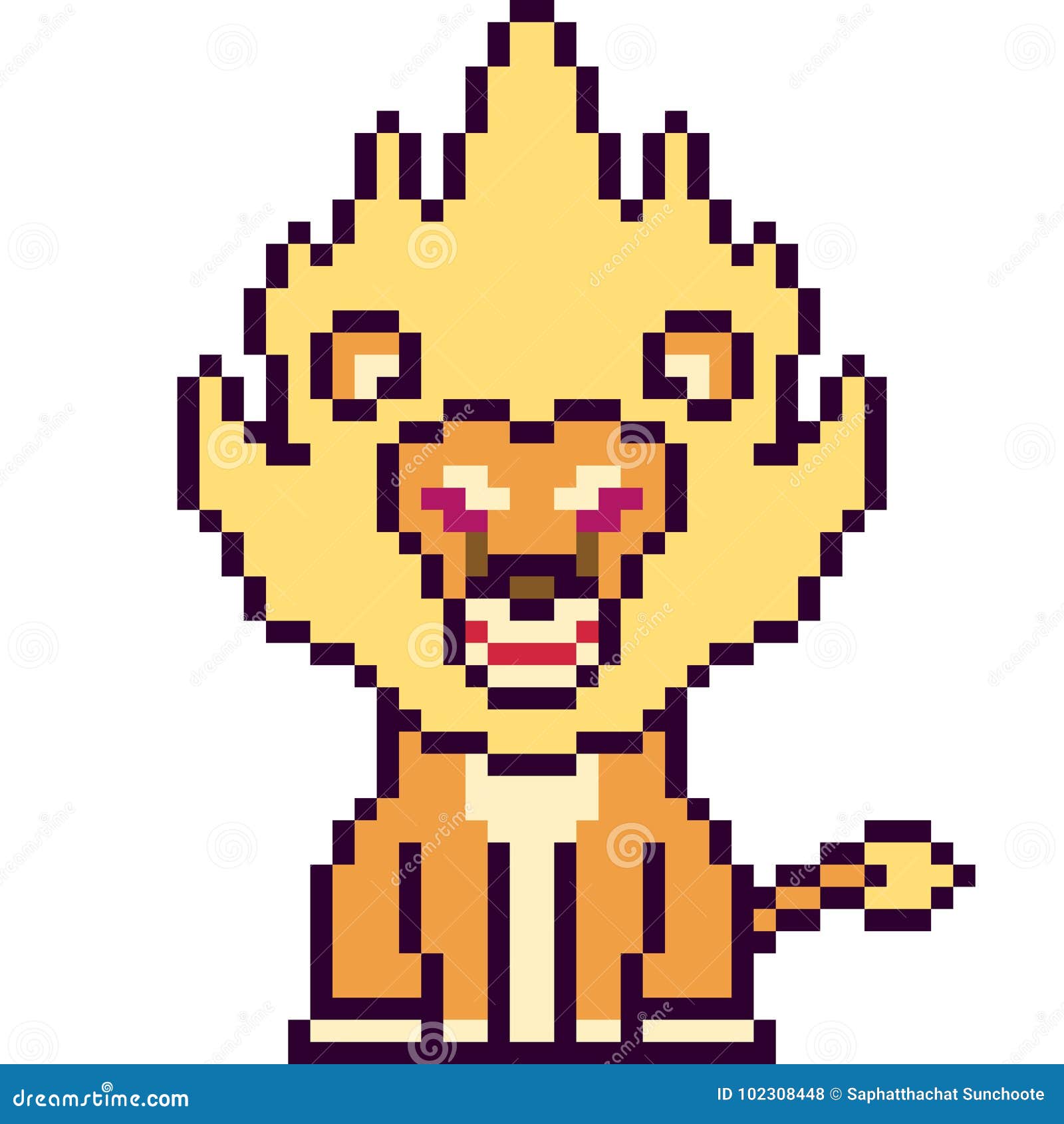 Pixel Lion: A Cute Minecraft Character In Pixel Art Style Stock ...