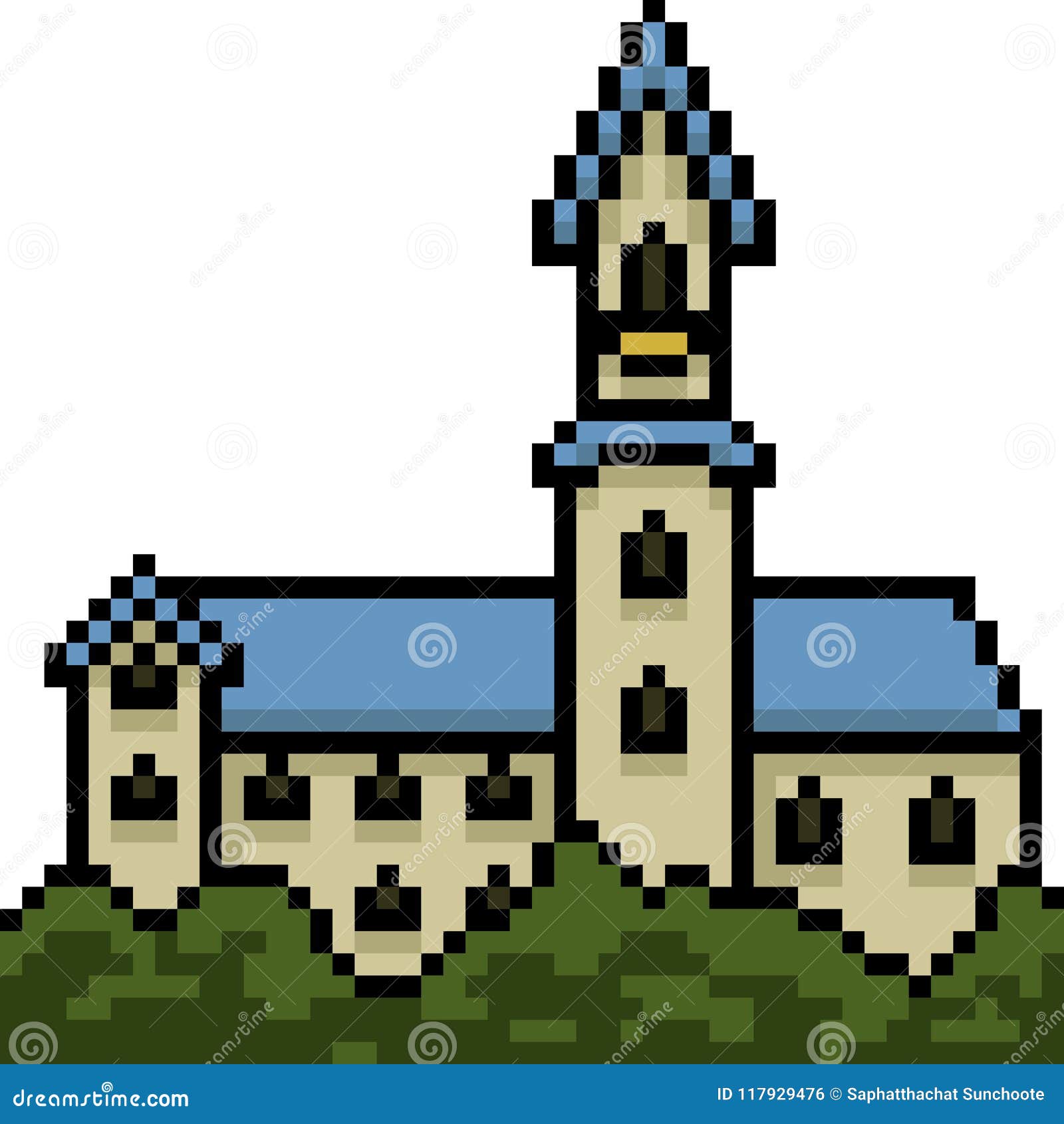 Vector Pixel Art Castle Building Stock Vector - Illustration of icon ...