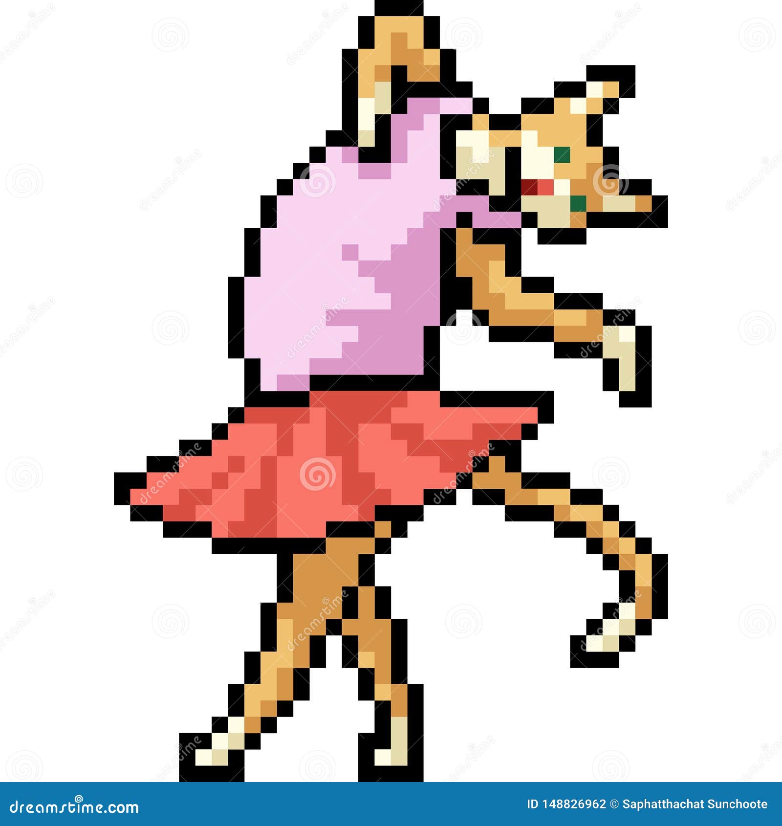Vector Pixel Art Cat Ballet Stock Vector - Illustration of dress, play ...