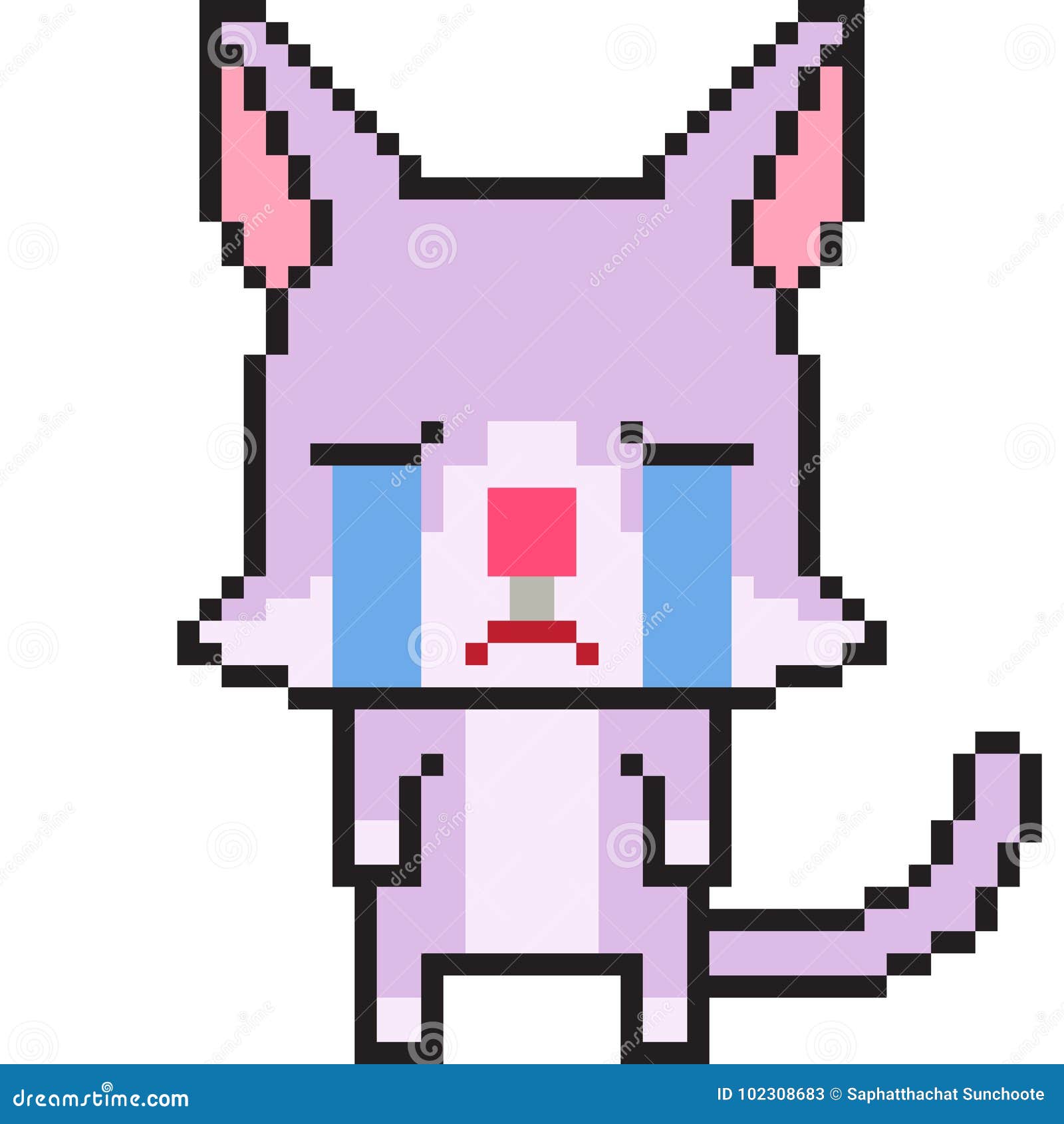 Vector pixel art cat cry stock vector. Illustration of tear - 102308683