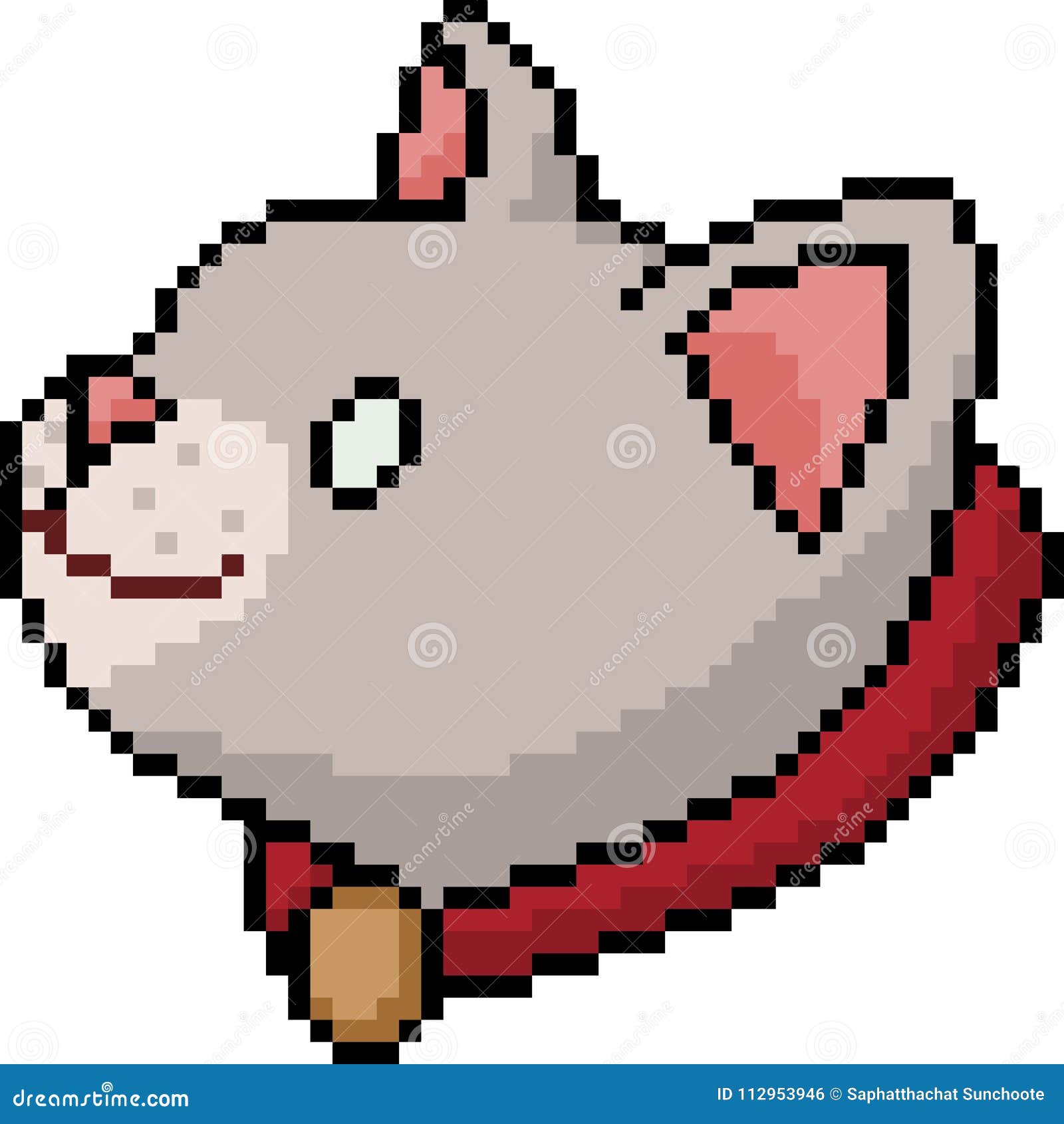 Vector pixel art cat face stock vector. Illustration of collar - 112953946