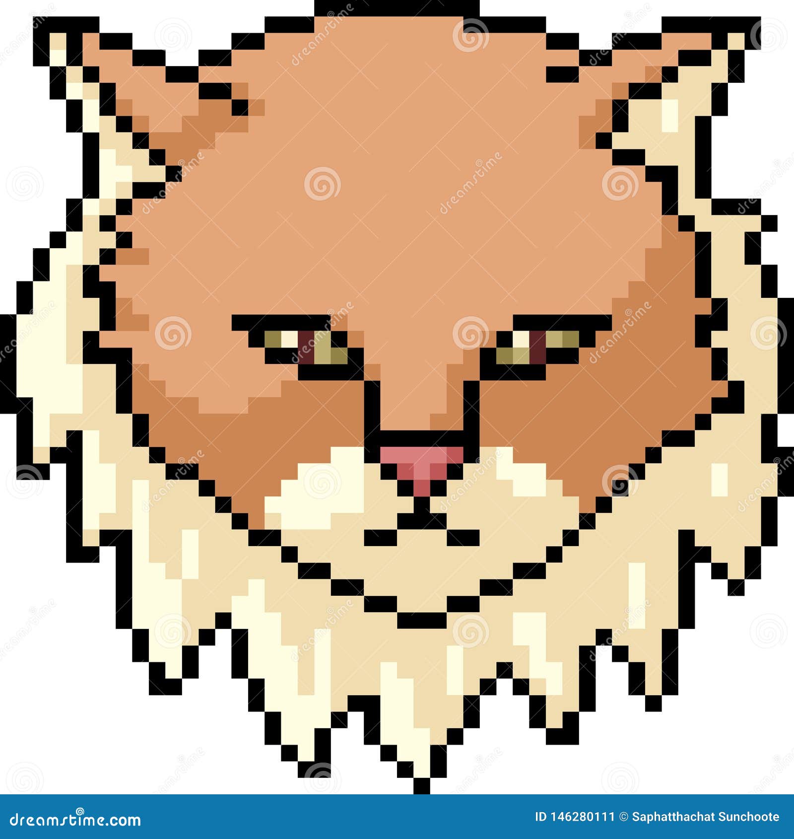 Vector pixel art cat face stock vector. Illustration of animal - 146280111