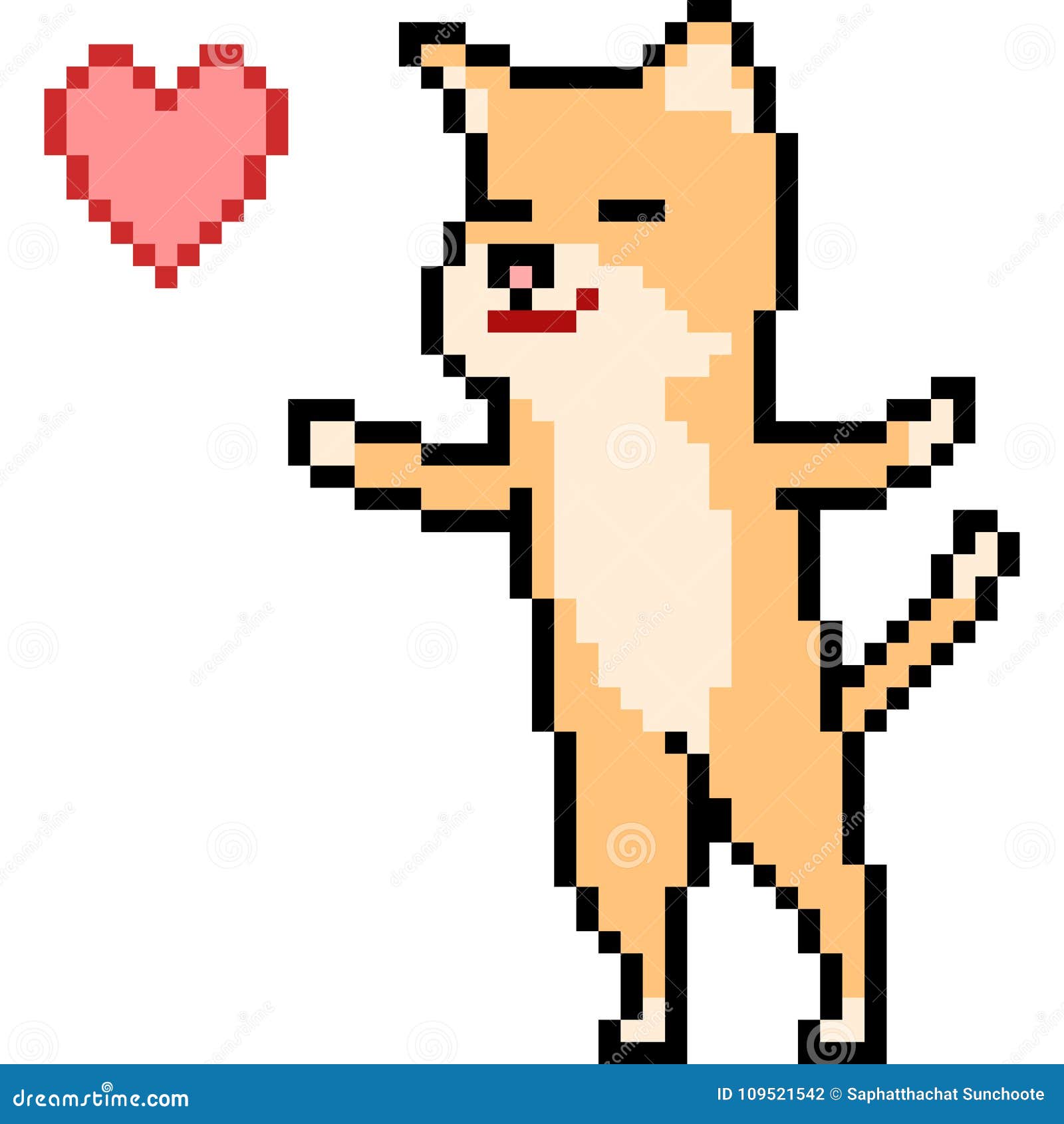 Vector pixel art cat hug stock vector. Illustration of cute - 109521542