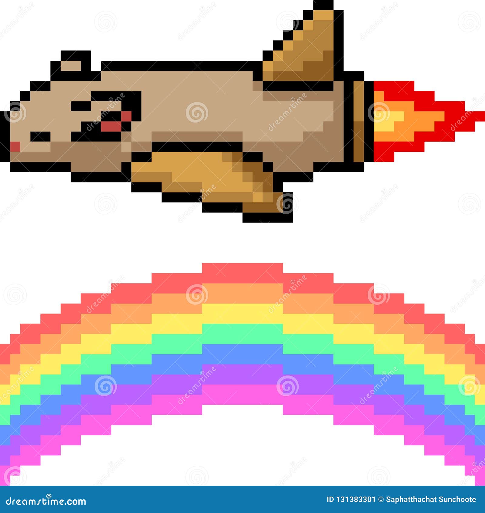 Vector pixel art cat jet stock vector. Illustration of animal - 131383301