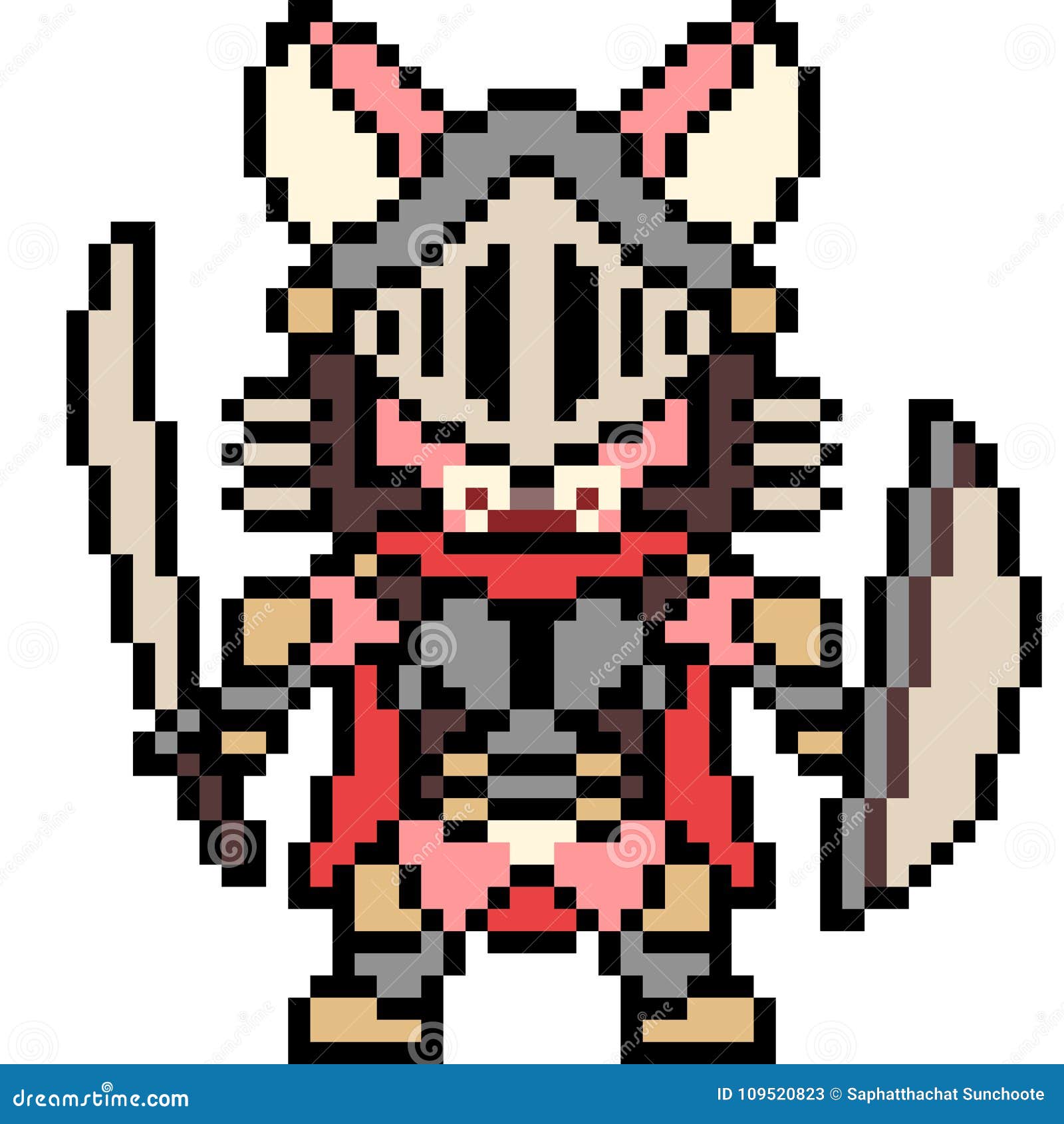 Vector Pixel Art Cat Knight Stock Vector - Illustration of armor, front ...