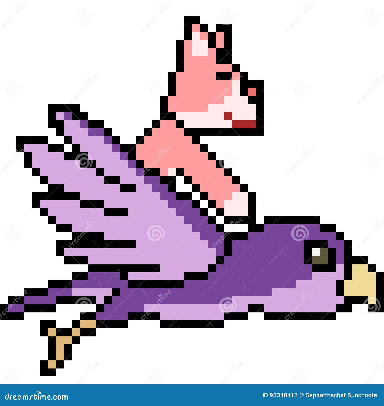 Vector Pixel Art Cat Ride Bird | CartoonDealer.com #93340413
