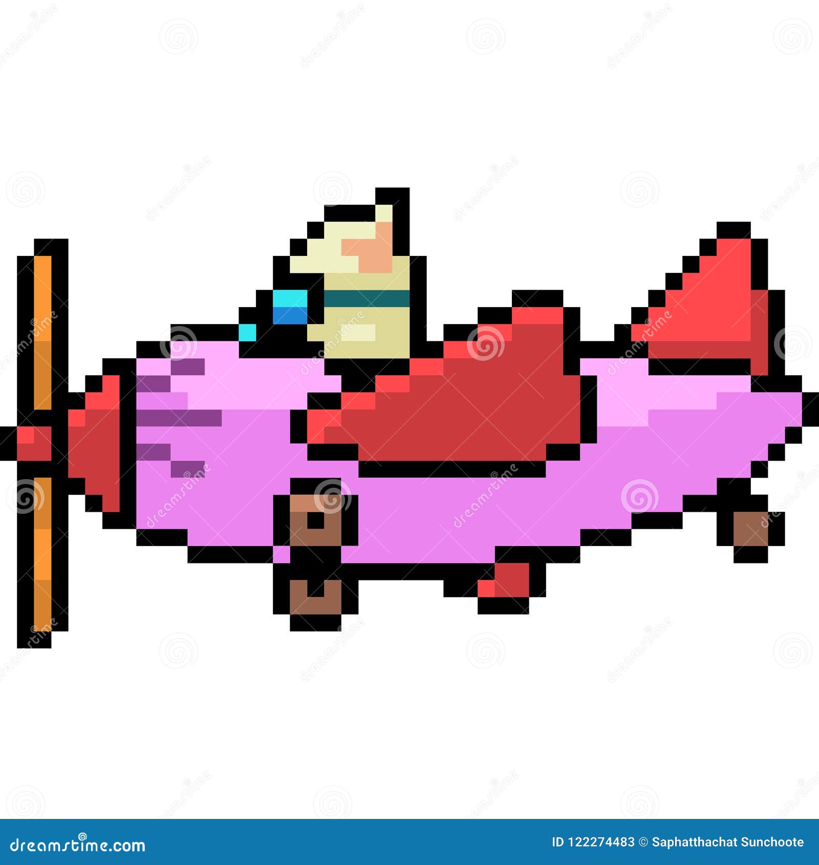 Vector Pixel Art Cat Ride Plane Stock Vector - Illustration of ...