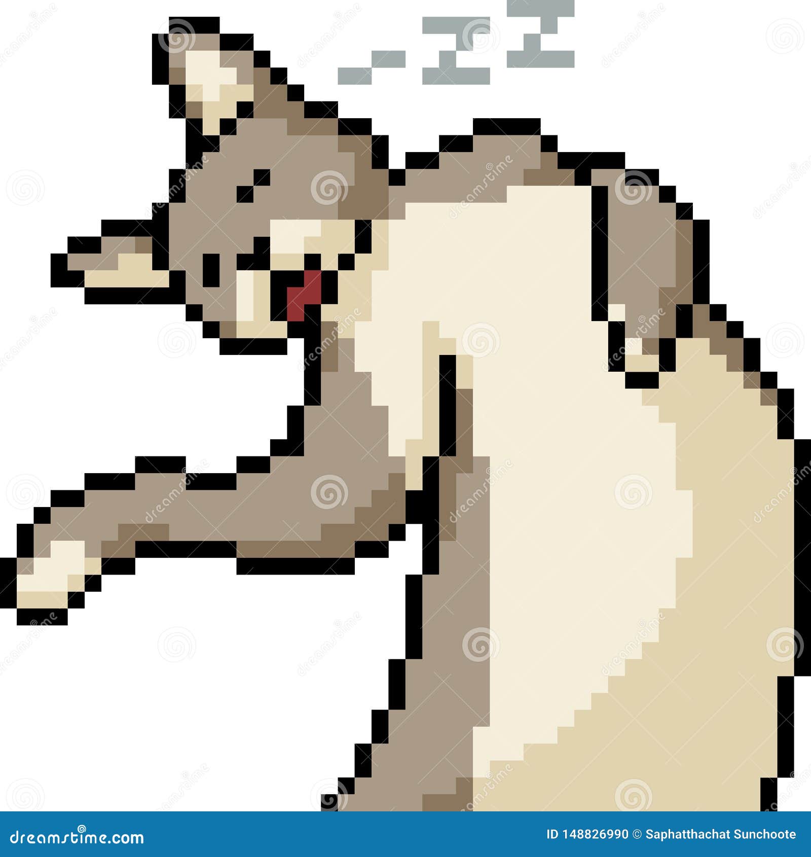 Vector pixel art cat sleep stock vector. Illustration of rest - 148826990