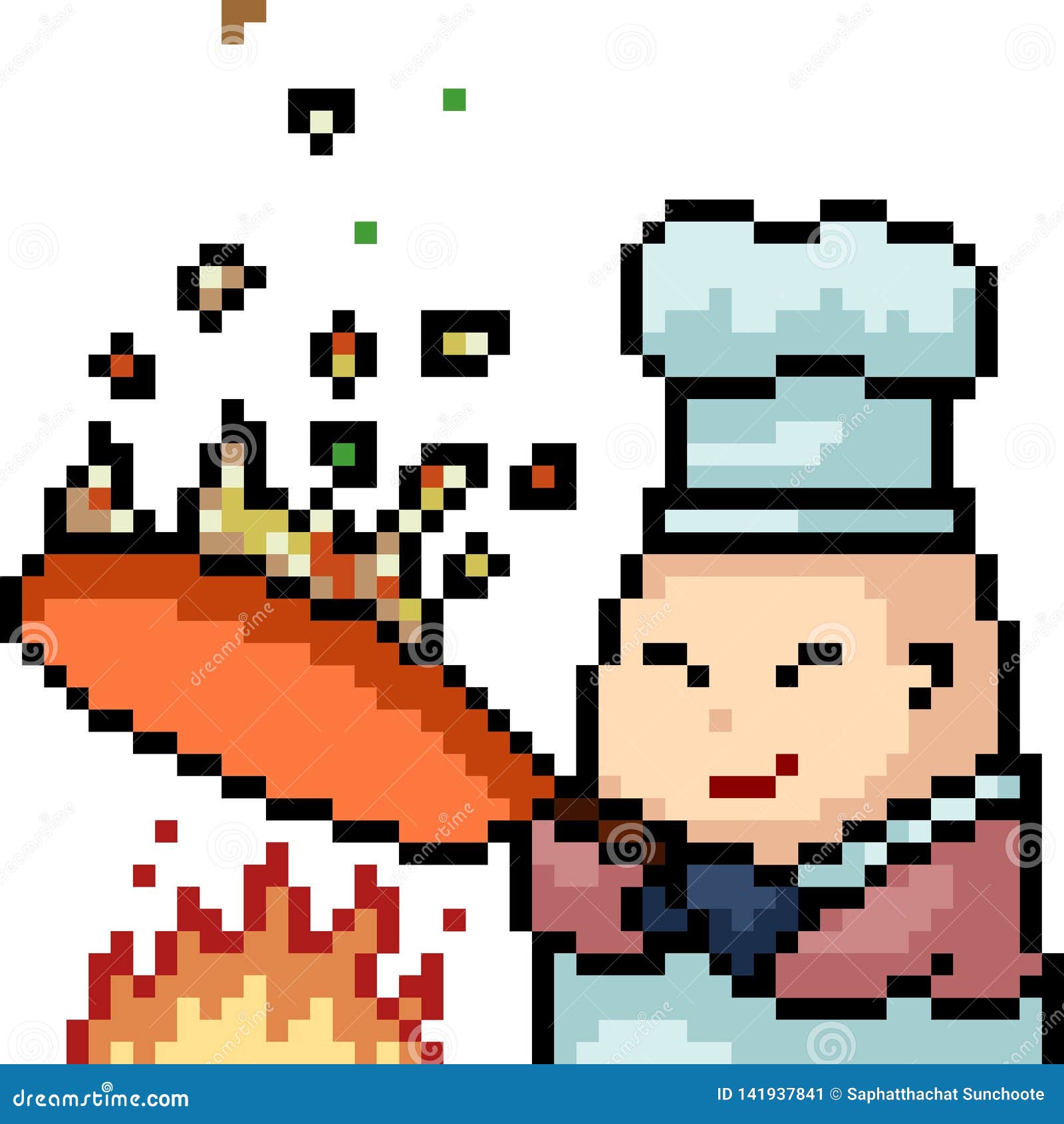 Vector Pixel Art Chef Cooking Stock Vector - Illustration of doodle ...