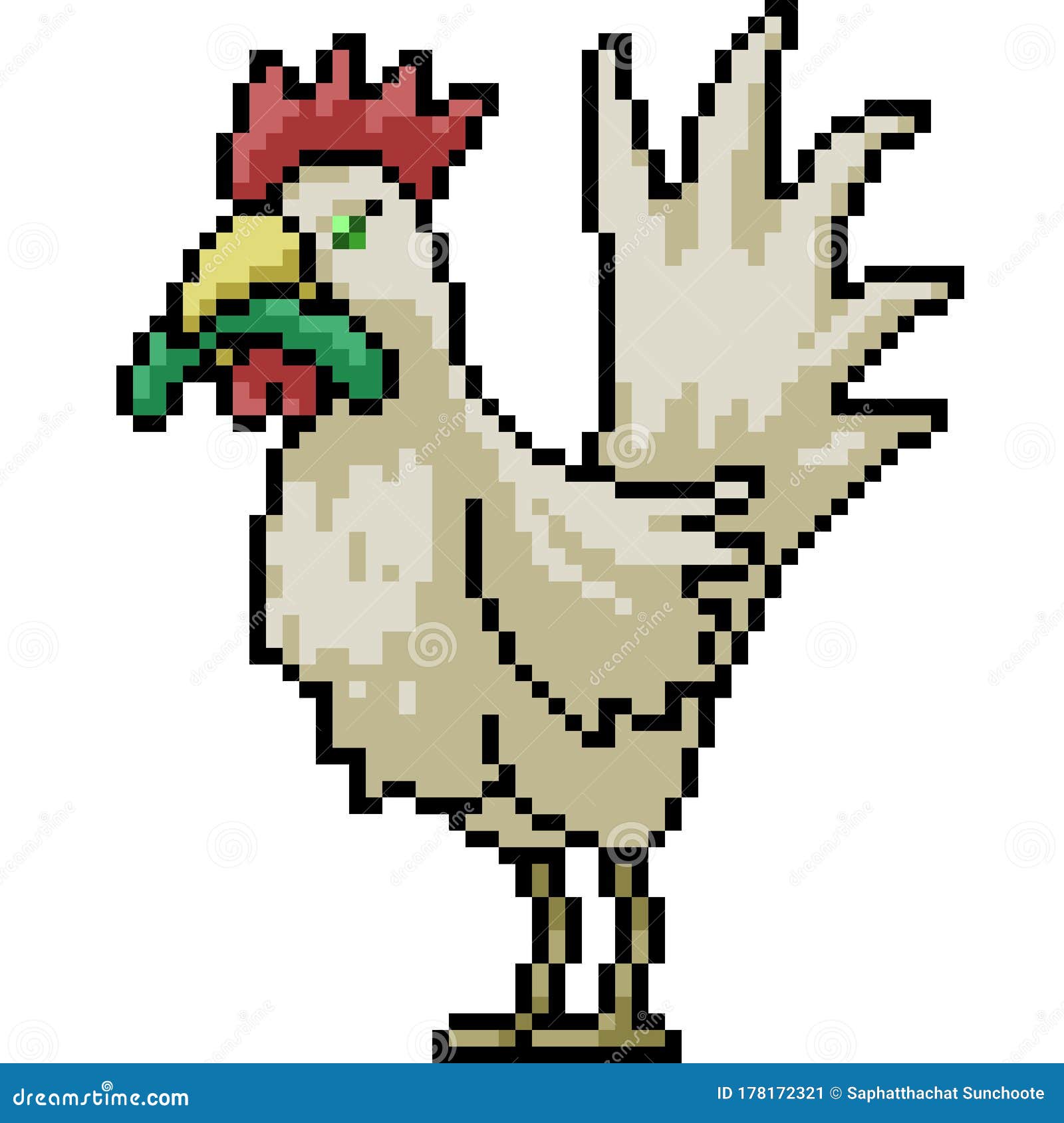 Vector Pixel Art Chicken Eat Worm Stock Vector - Illustration of food ...