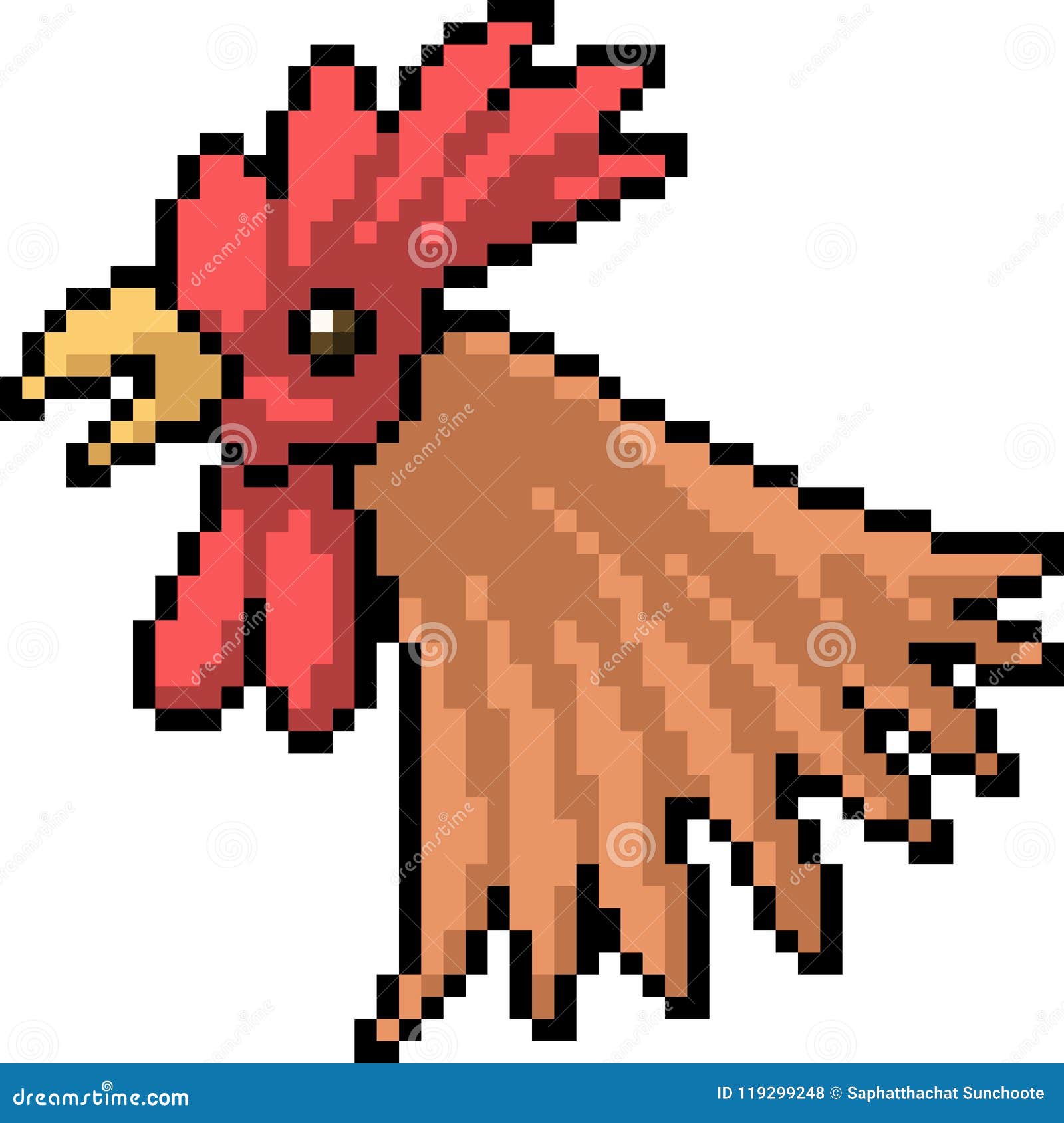 Vector Pixel Art Chicken Head Stock Vector - Illustration of white ...
