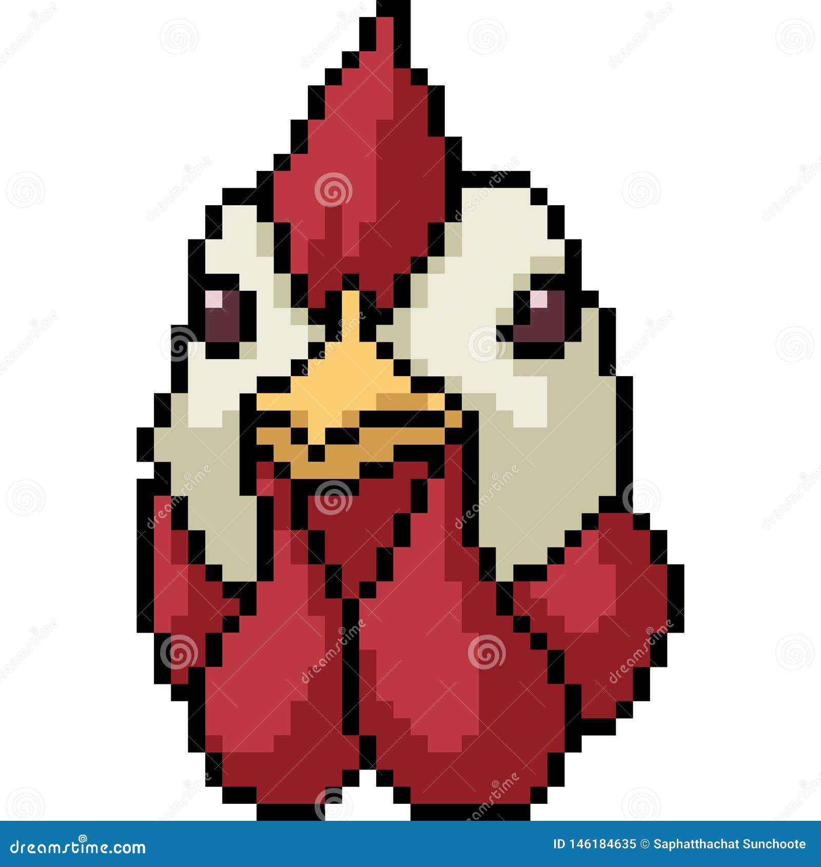 Vector pixel art chicken stock vector. Illustration of front - 146184635