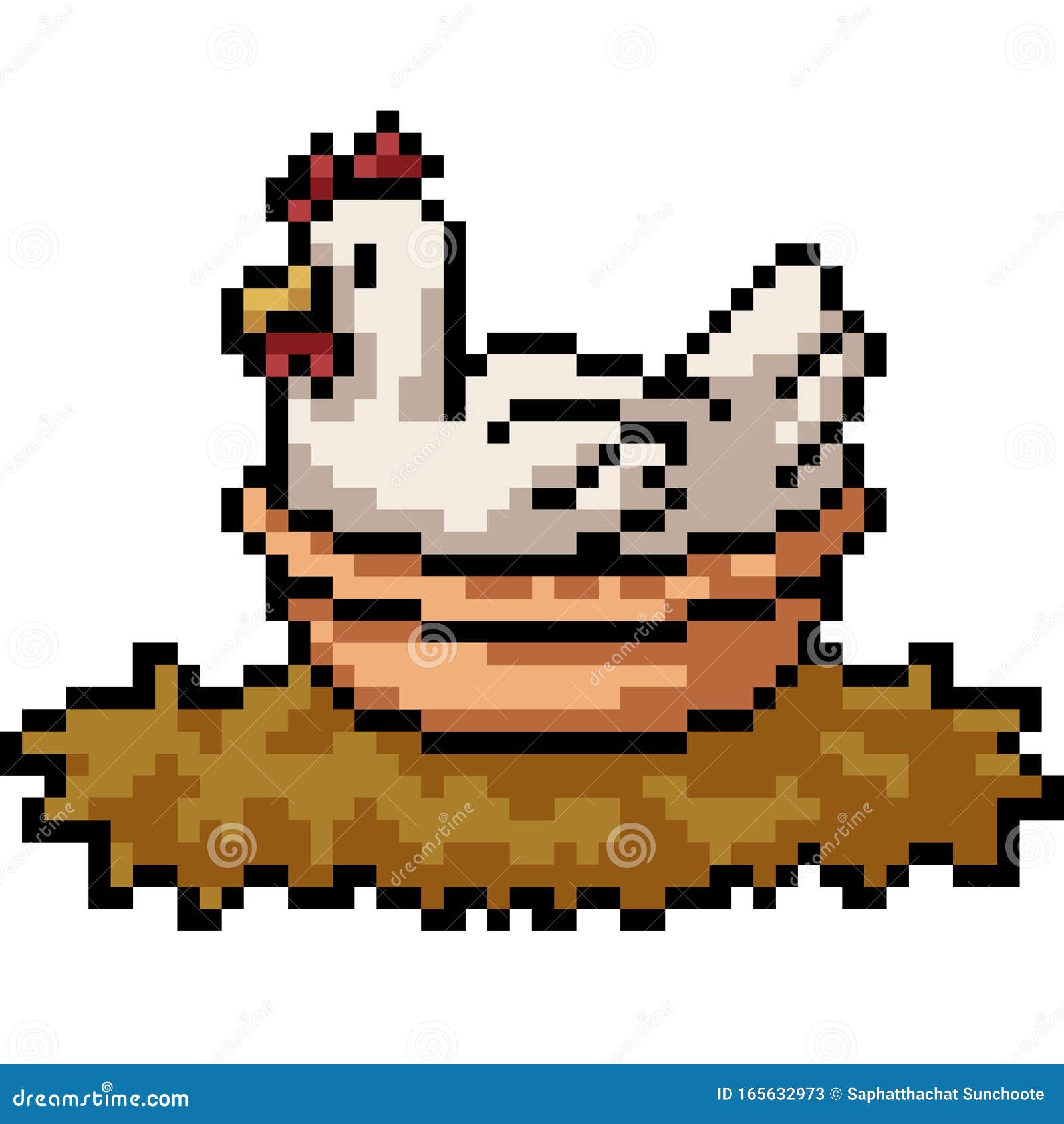 Vector pixel art chicken stock vector. Illustration of chicken - 165632973