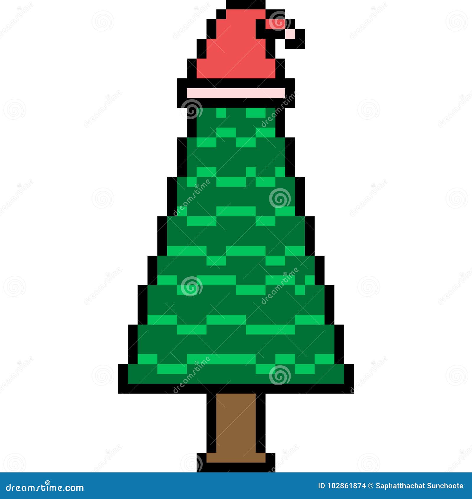 Vector Pixel Art Christmas Tree Stock Vector - Illustration of vector ...