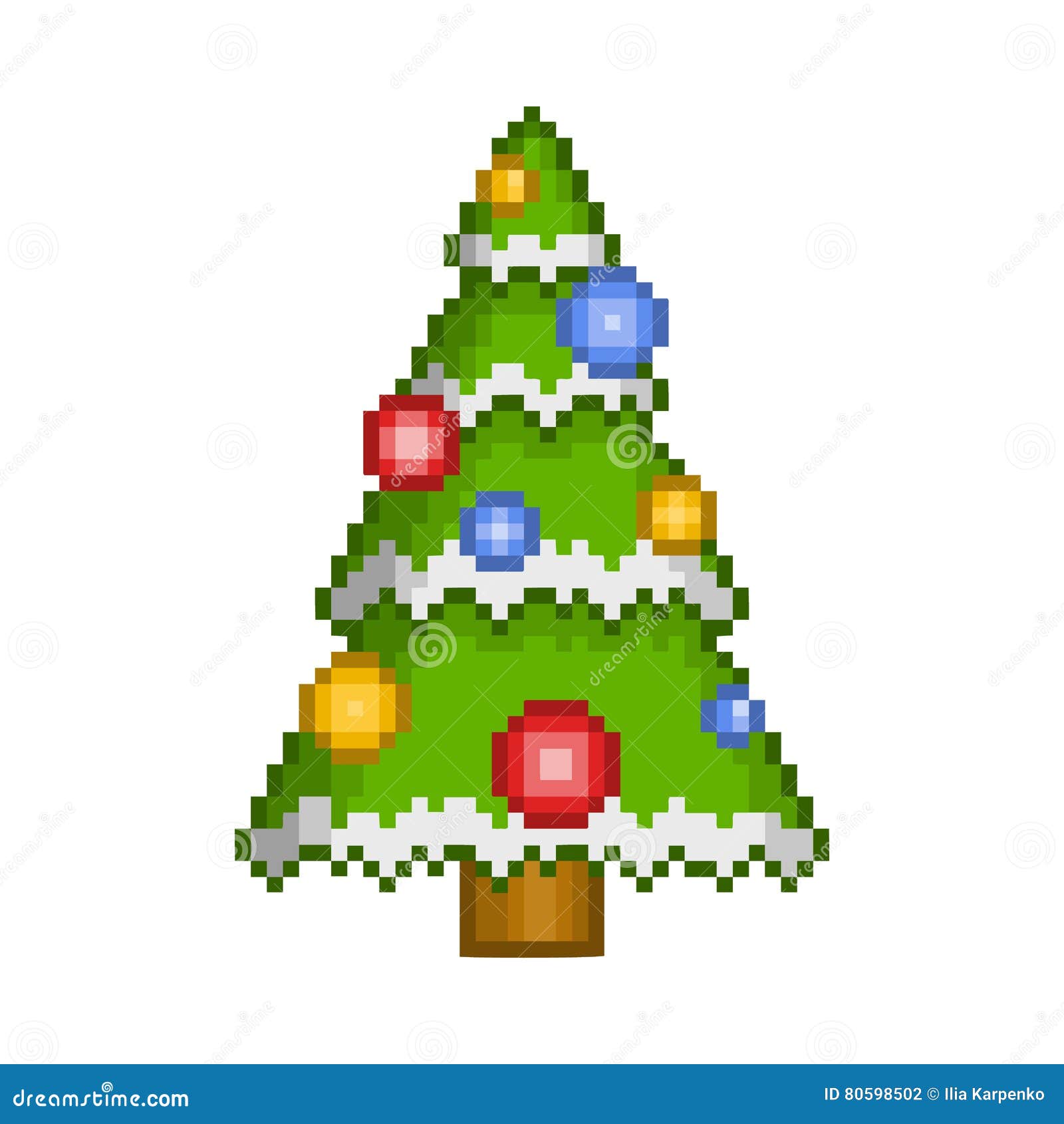 Vector Pixel Art Christmas Tree with Ornaments Stock Vector ...
